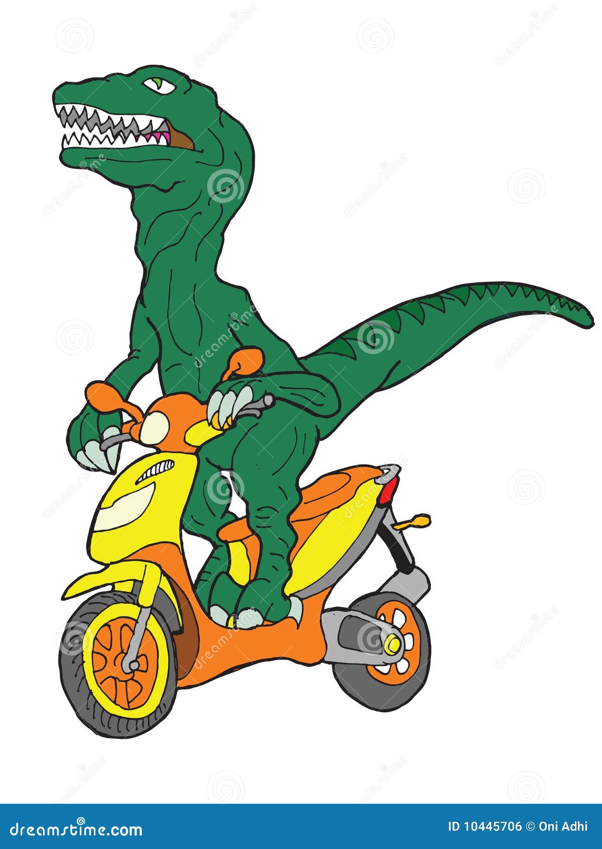 Raptor riding a scooter. stock illustration. Illustration of raptor ...