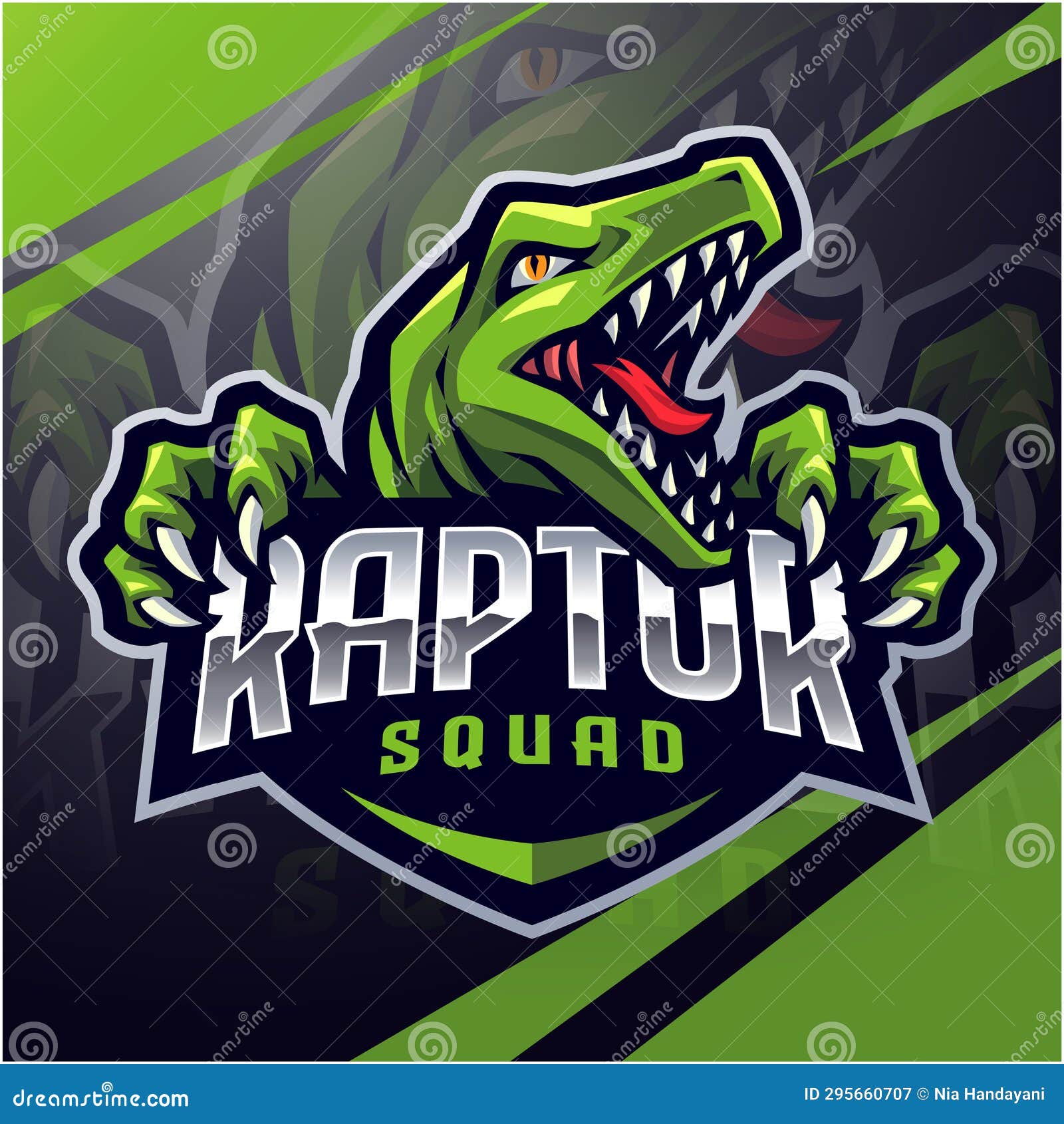 Raptor Squad Esport Mascot Logo Design Stock Vector - Illustration of ...