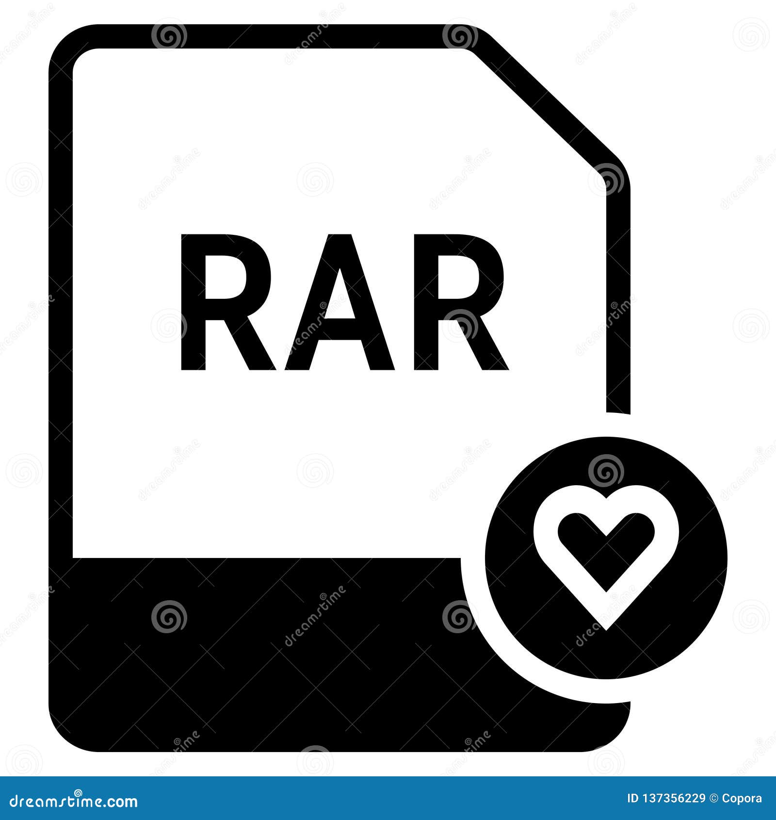 RAR File Format with Heart Symbol Icon Vector for Web and Mobile ...
