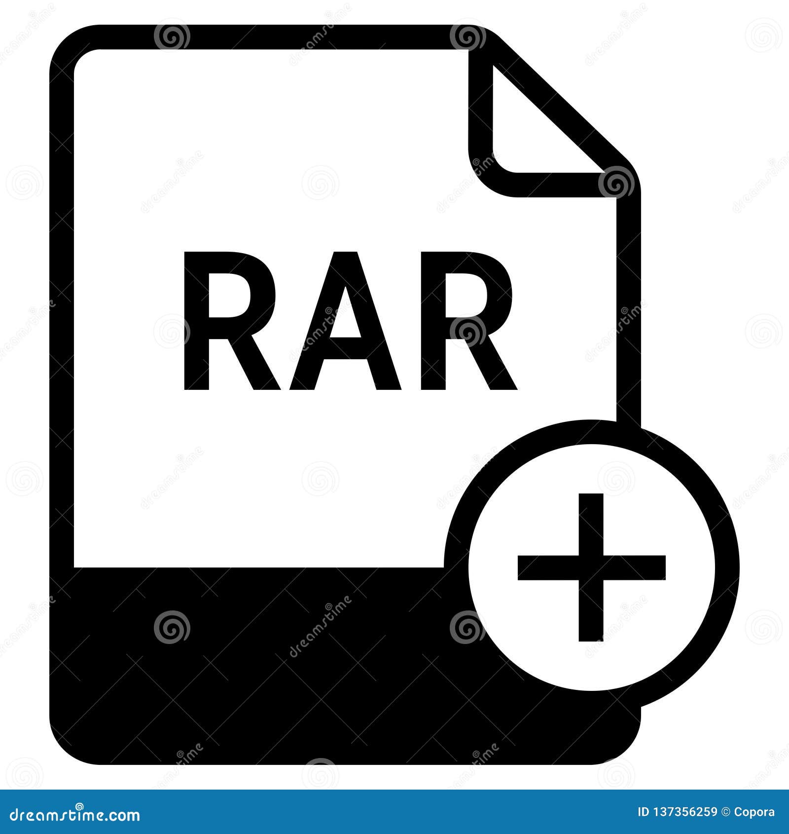 RAR File Format with Plus Symbol Icon Vector for Web and Mobile ...