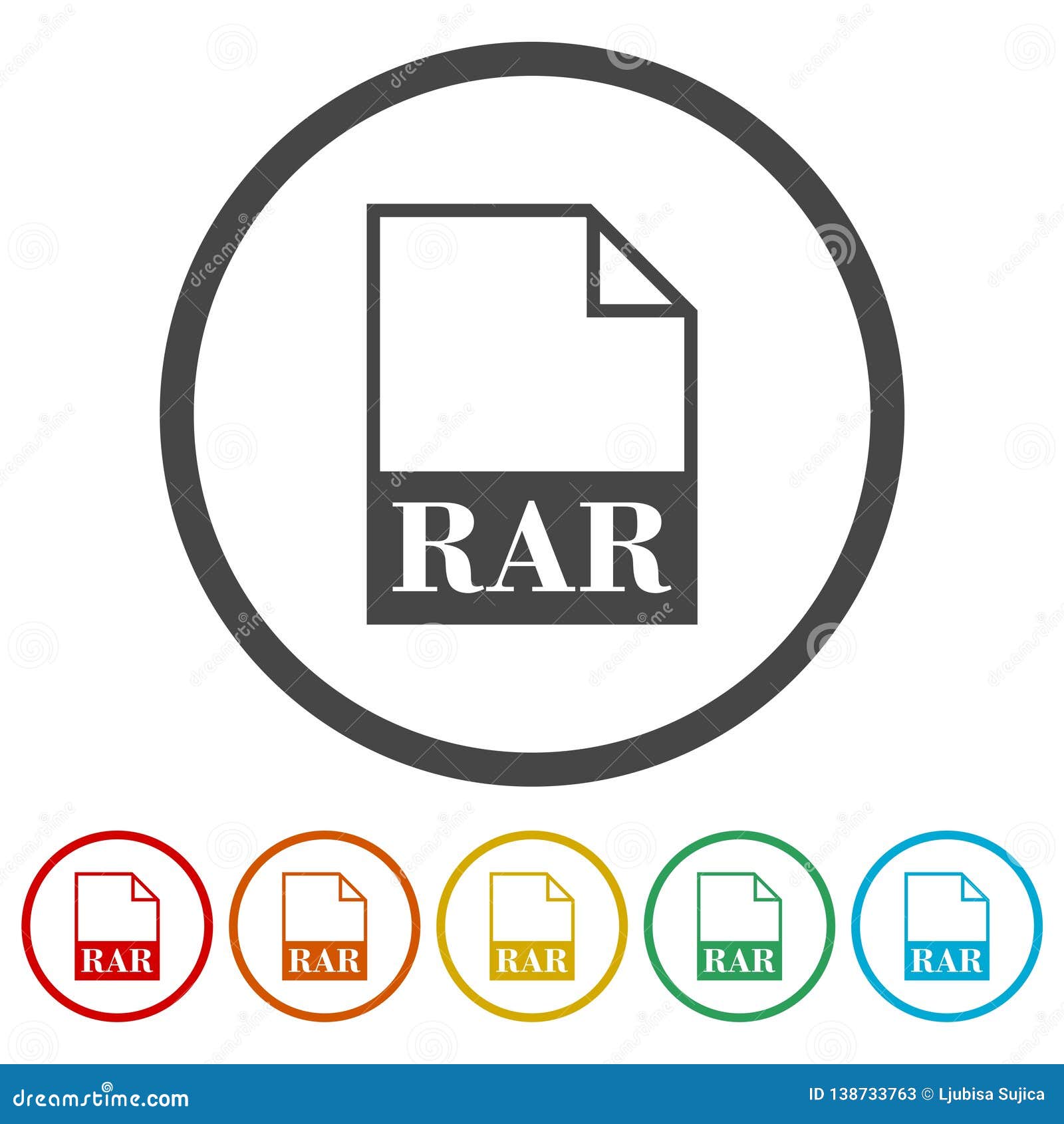 RAR file icons set stock vector. Illustration of file - 138733763