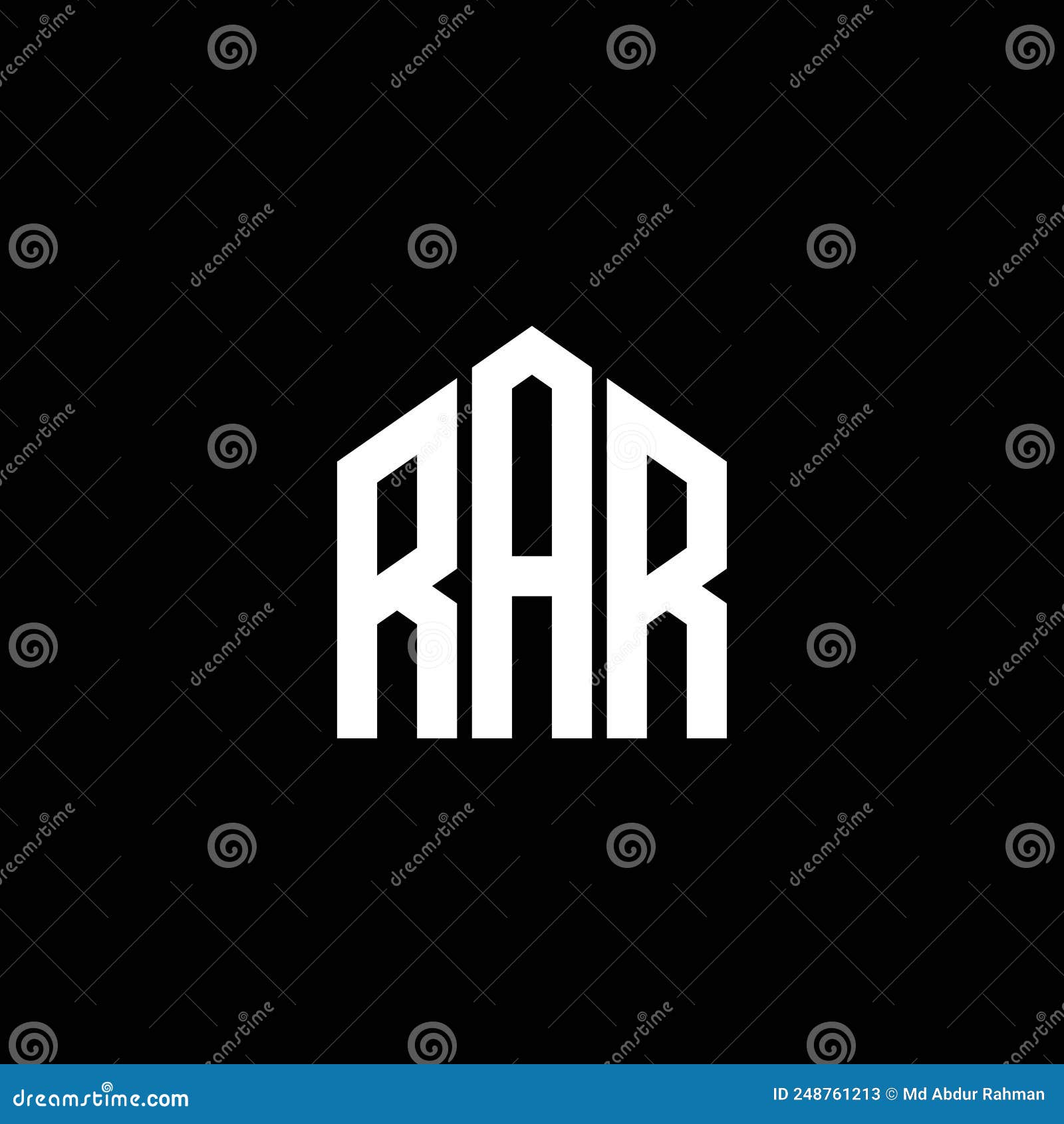 RAR Letter Logo Design on BLACK Background. RAR Creative Initials ...