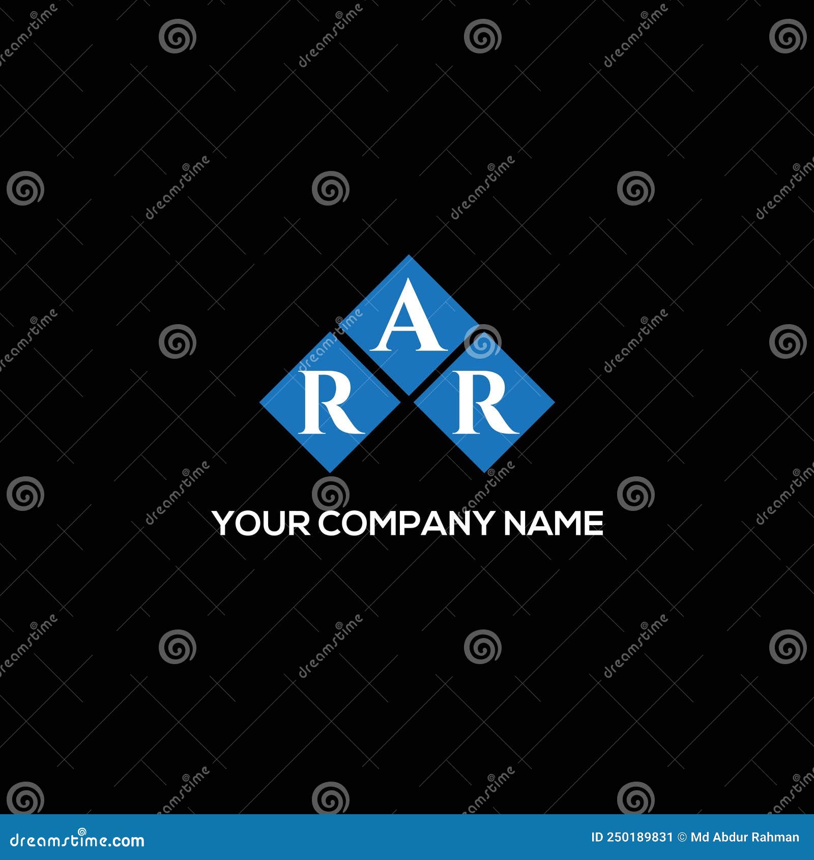 RAR Letter Logo Design on BLACK Background. RAR Creative Initials ...