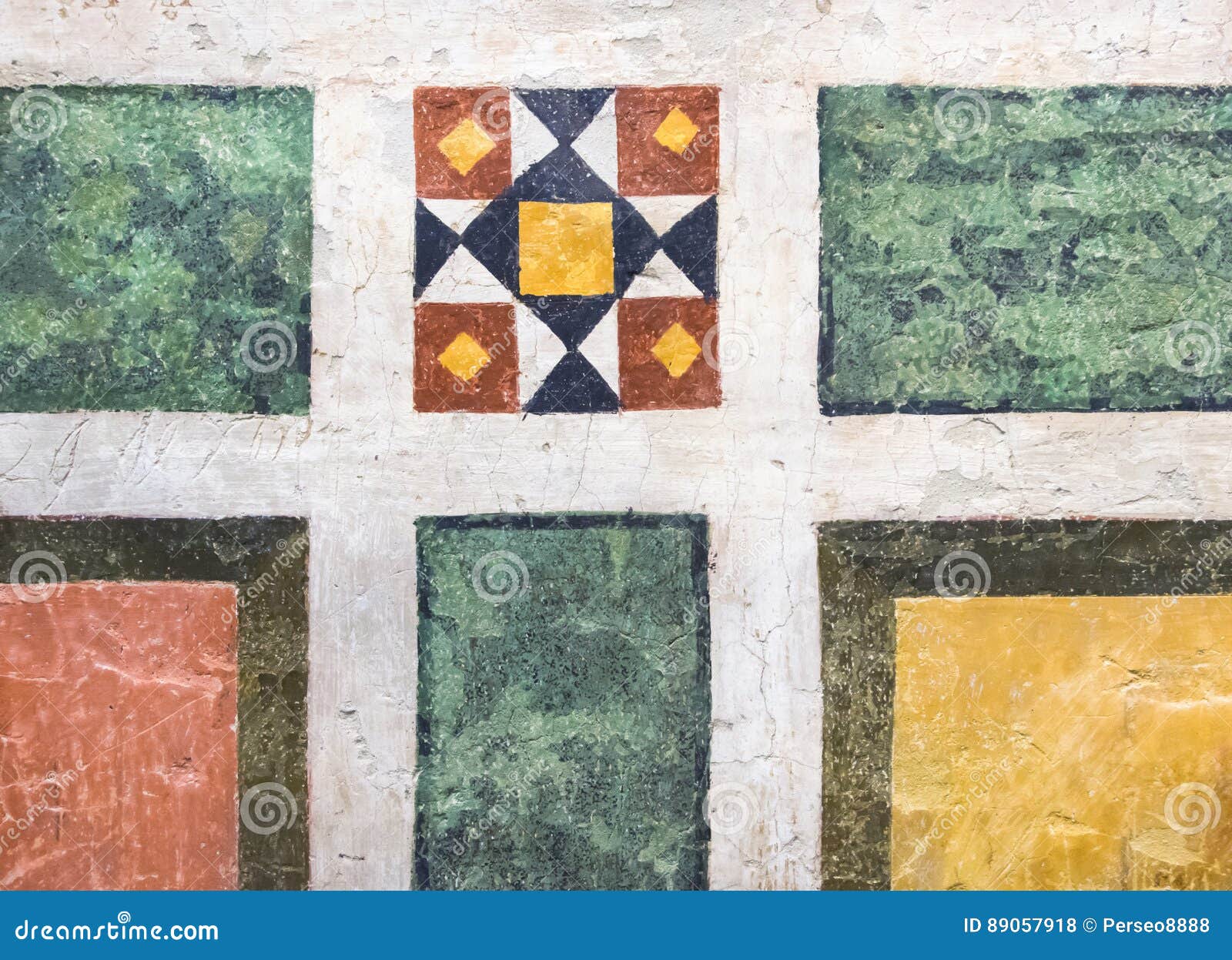 Rare and Ancient Colored Decorations Painted on Wall. Stock Photo ...
