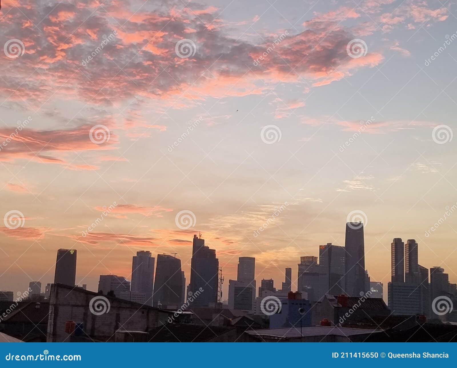 Rare Beautiful Sunset in Jakarta Stock Photo - Image of landmark ...