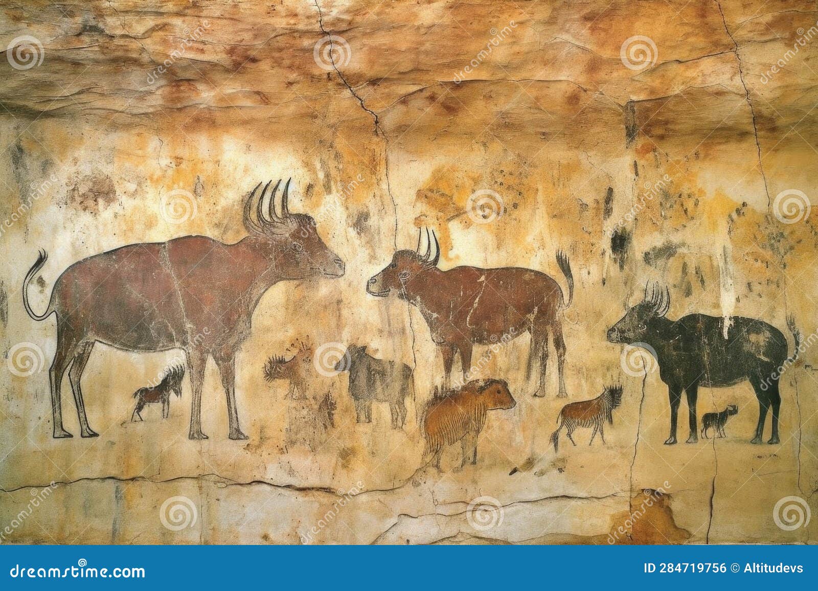 Rare Cave Art Featuring Extinct Species Royalty-Free Stock Photo ...