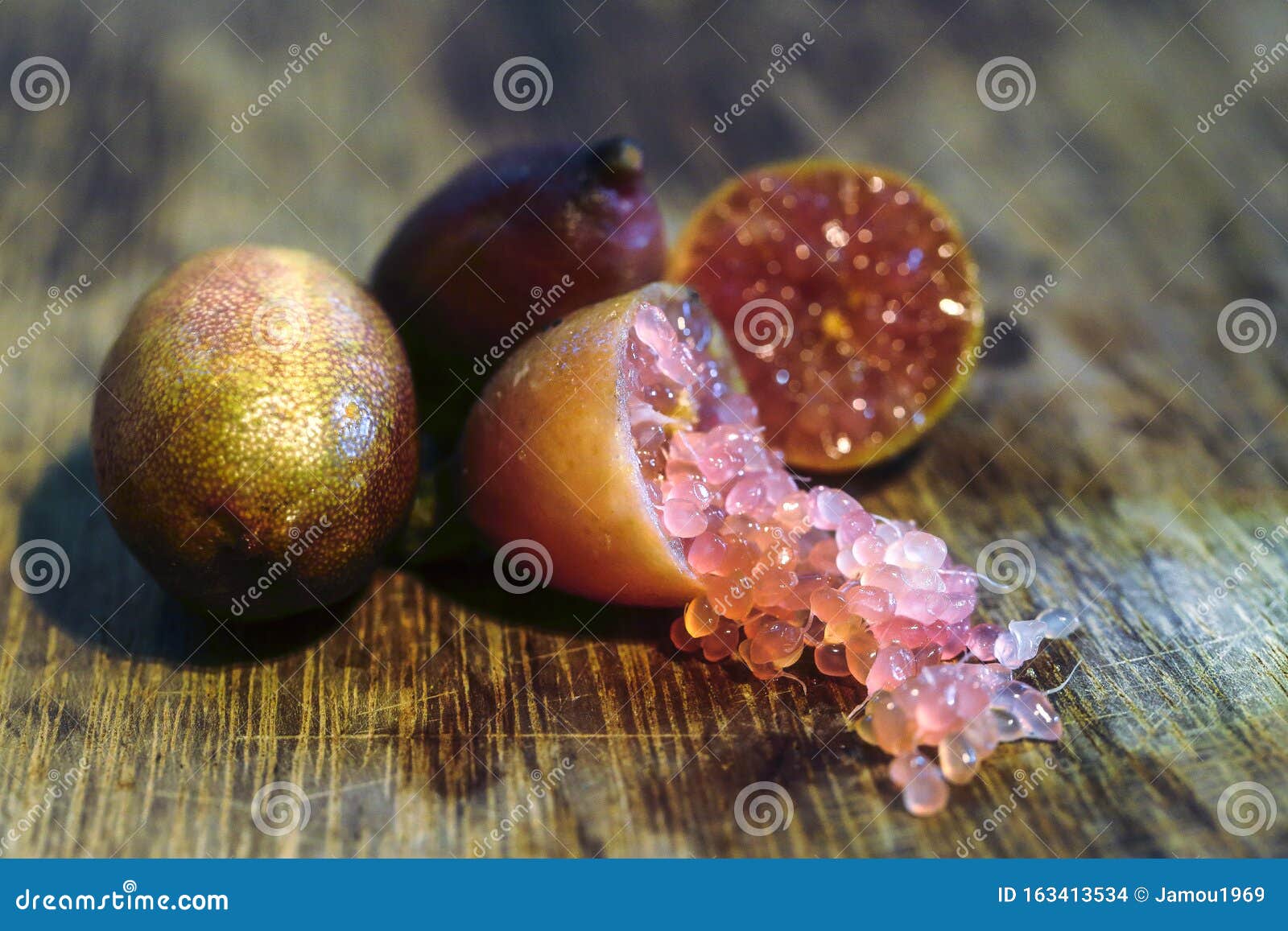 Finger Lime (caviar ) Citrus Australasica on Wooden Table Stock Photo ...
