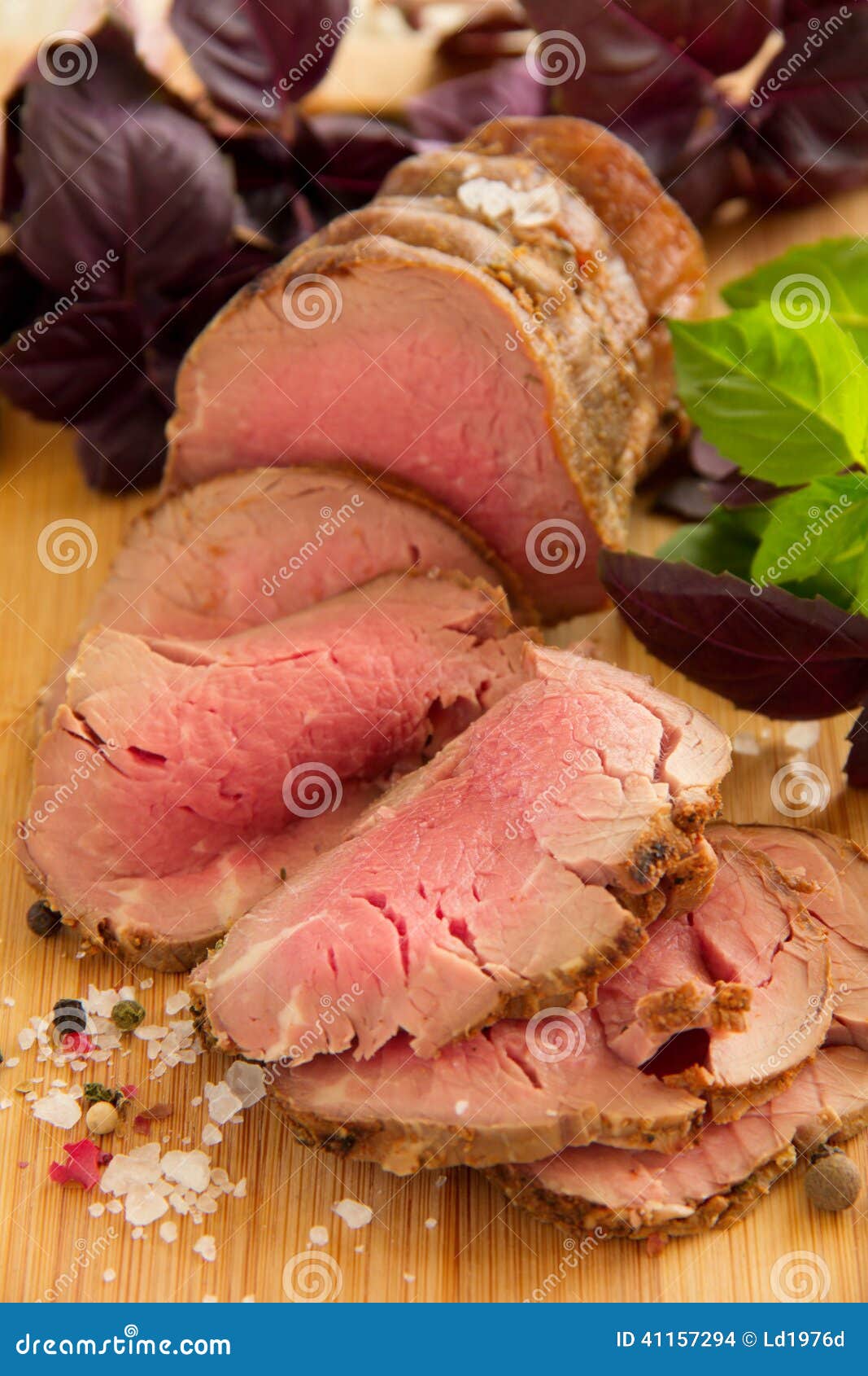 Rare Cooked Beef Roast stock photo. Image of rare, knife - 41157294
