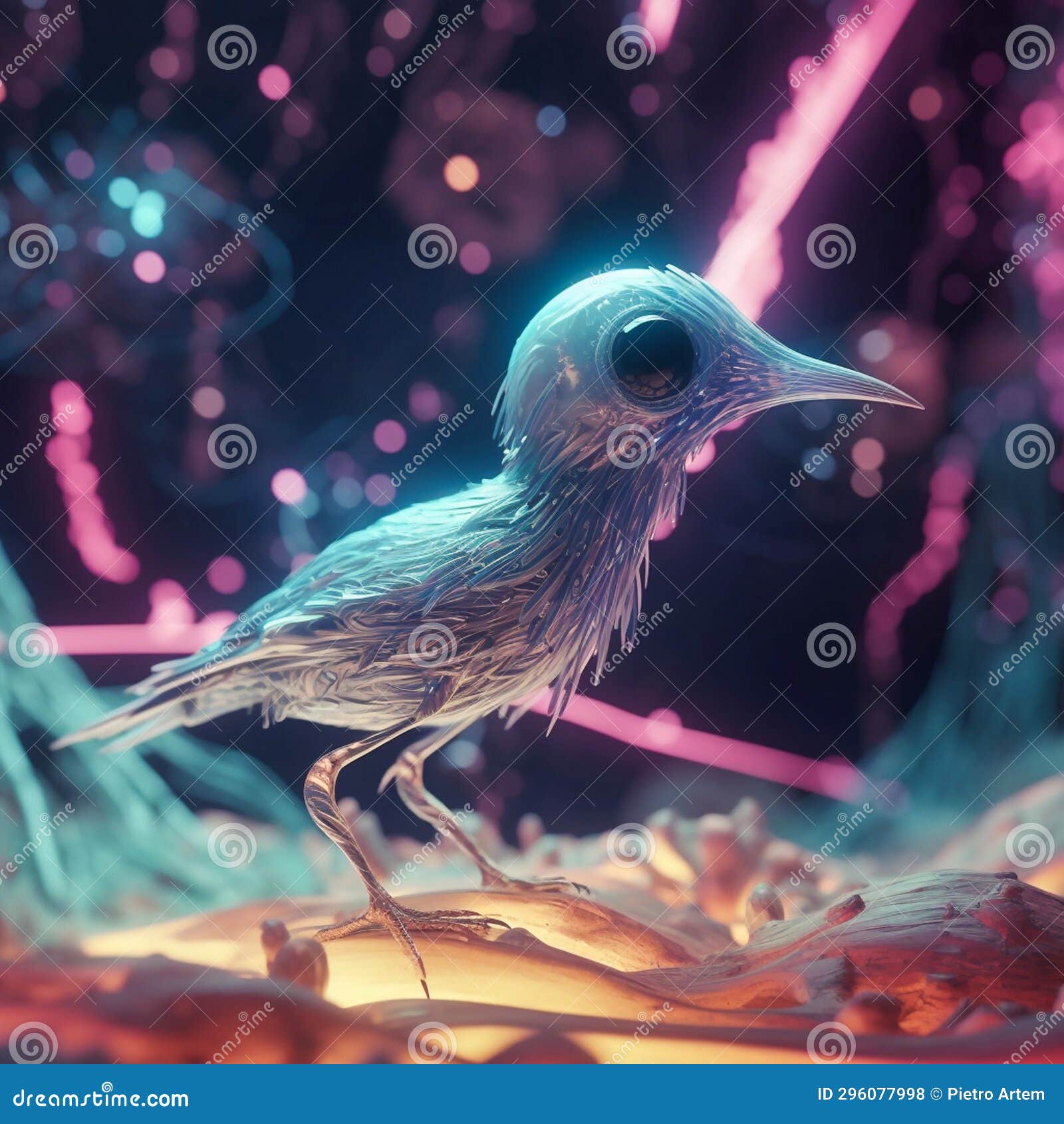 Rare and Cute Bird Based Creature in an Interdimen. Stock Illustration ...