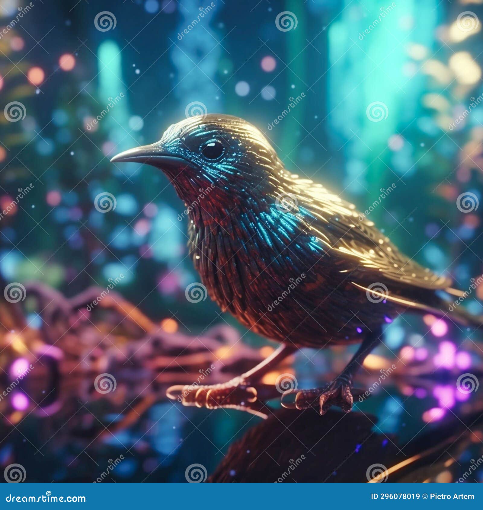 Rare and Cute Bird Based Creature in an Interdimen. Stock Illustration ...