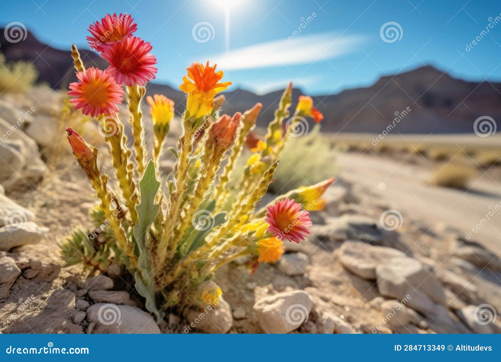 Rare Desert Flowers Thriving in Harsh Terrain Stock Image - Image of ...