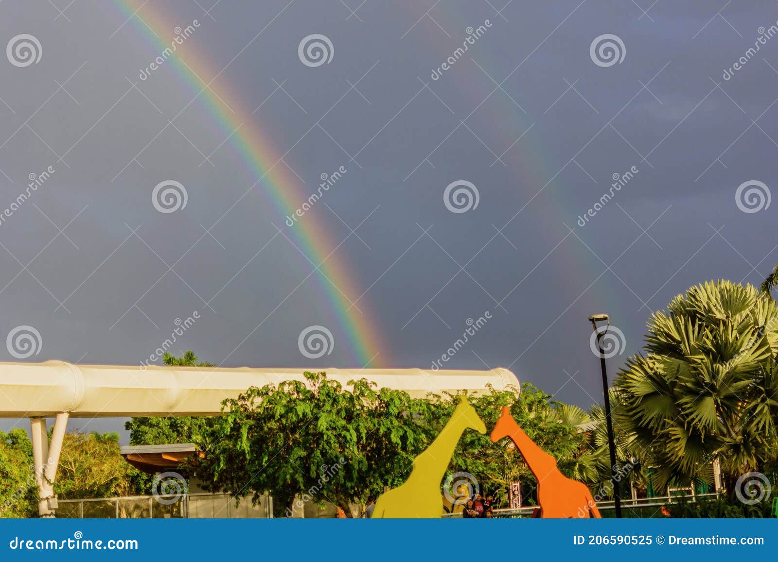 Rare Double Rainbow in Miami Stock Image - Image of light, rainbow ...