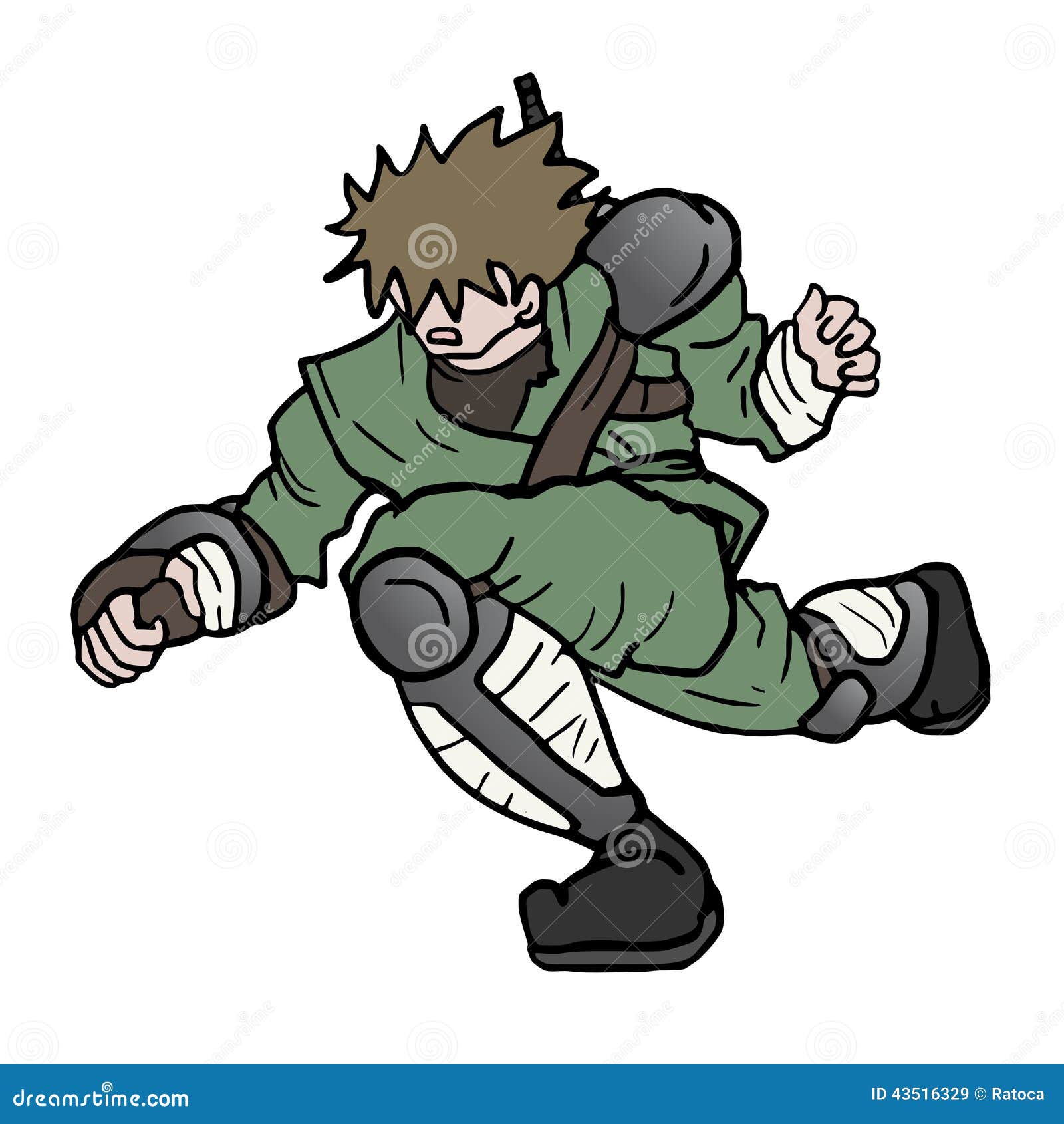 Samurai Thinking Draw Cartoon Vector | CartoonDealer.com #114517701