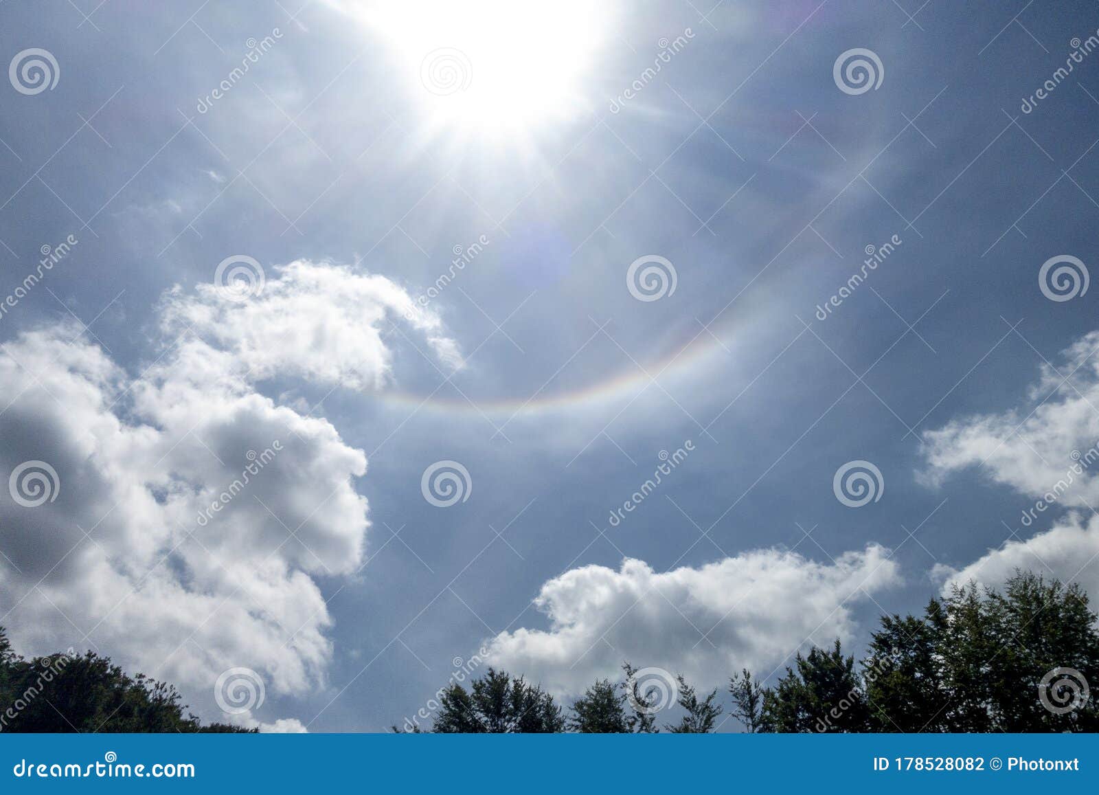 Rare Phenomenon of a Reversed Rainbow on Sky with Few Clouds Stock ...