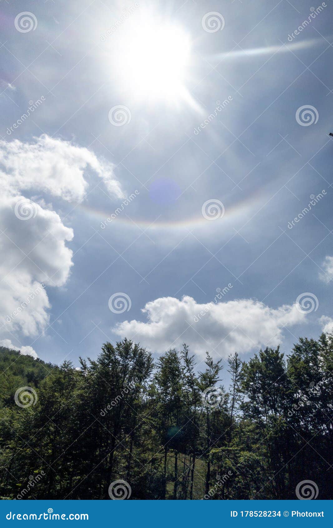 Rare Phenomenon of a Reversed Rainbow on Sky with Few Clouds Stock ...