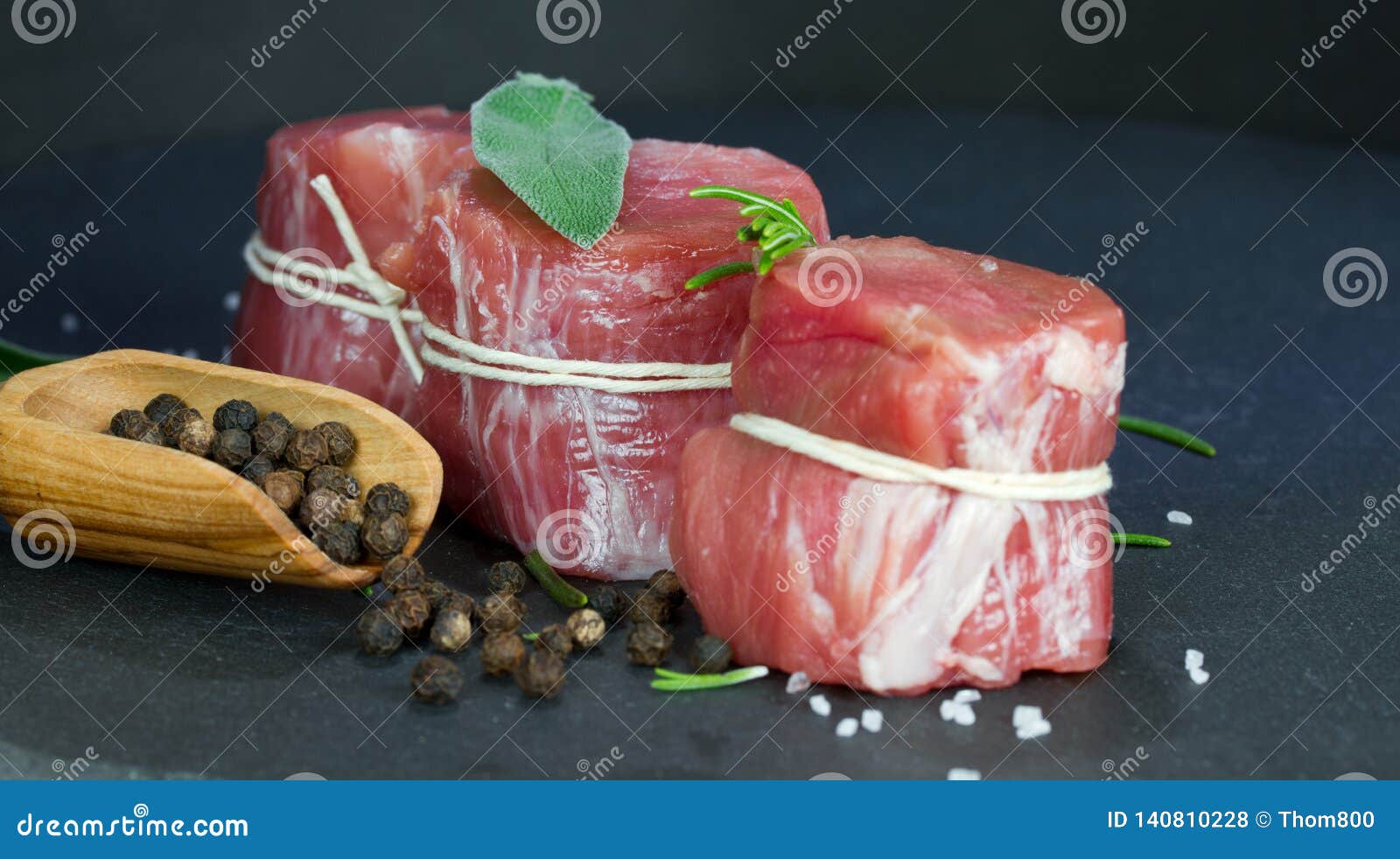 Rare Pork Fillet with Pepper Stock Photo - Image of loin, closeup ...