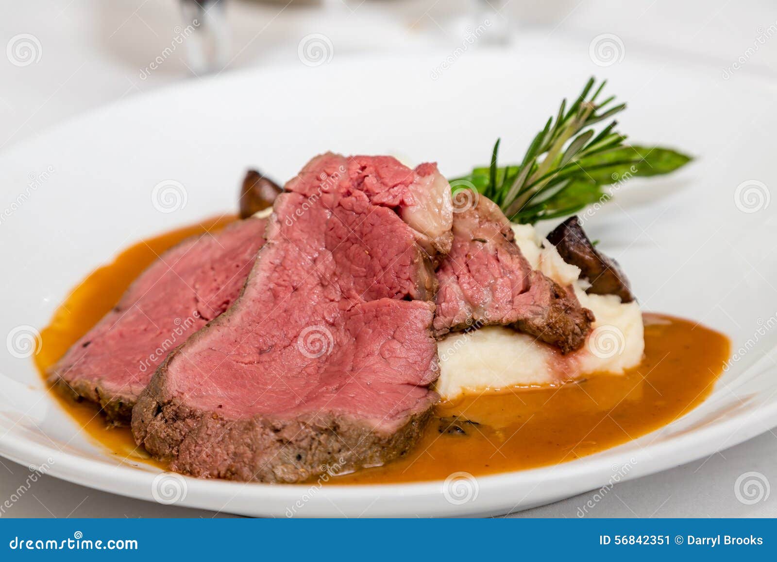 Rare Prime Rib with Potatoes and Rosemary Stock Image - Image of meat ...