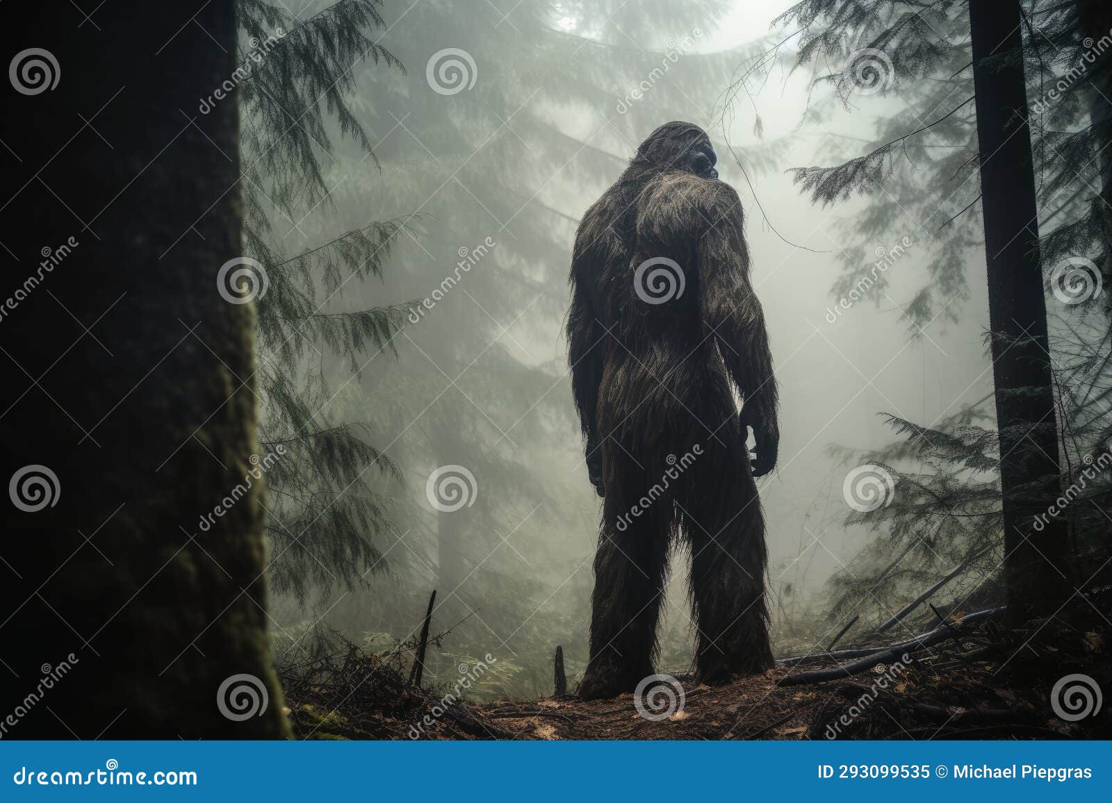 Rare Shot of the Mysterious Bigfoot in a Forest Stock Image - Image of ...