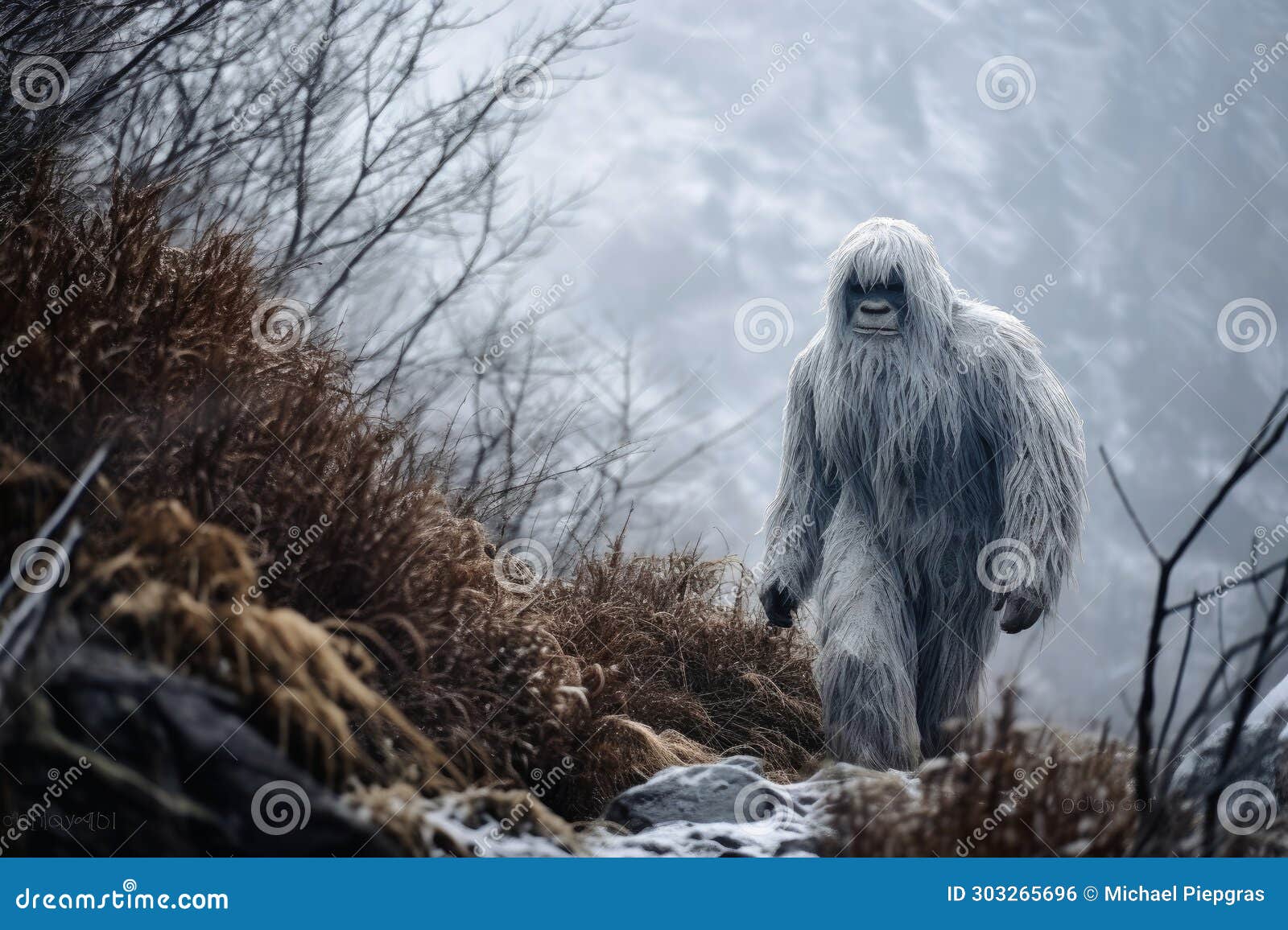 A Rare Shot of the Yeti in the Wild Stock Illustration - Illustration ...