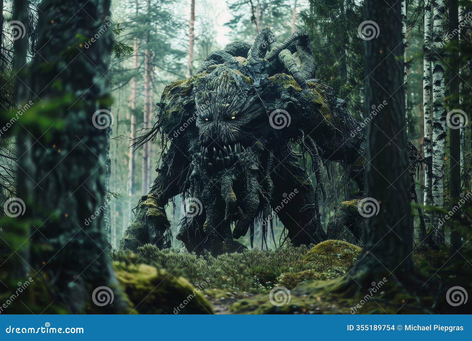 A Rare Sighting of a Cryptoid Monster in a Forest Stock Illustration ...