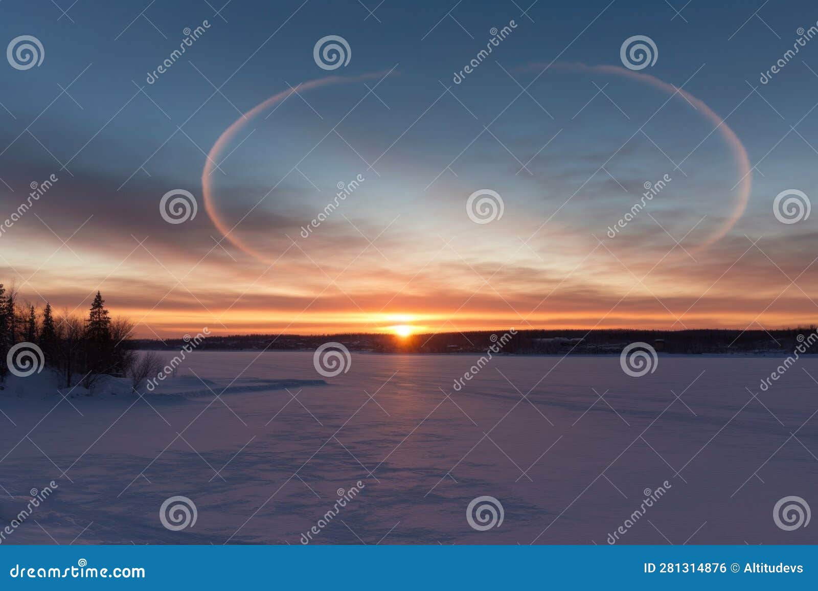 Rare Triple Sun Dogs in the Arctic Sky during Twilight Stock ...
