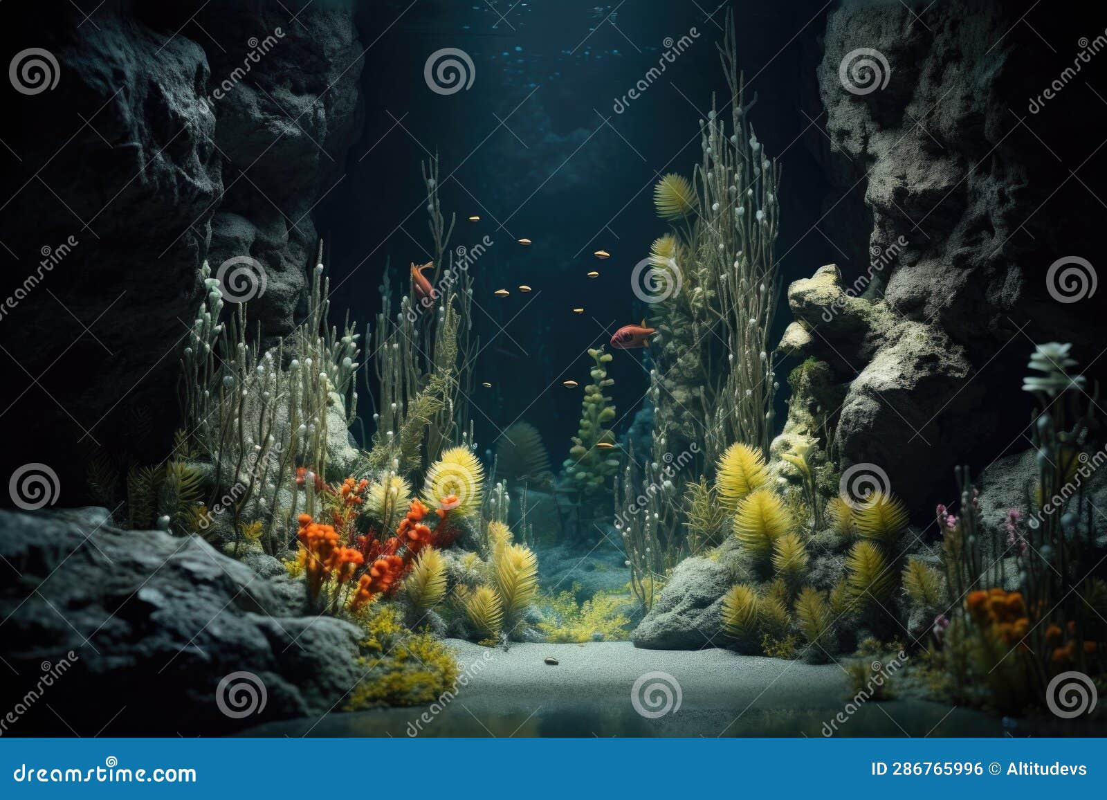 Rare Underwater Flora Thriving in a Dark Cave Ecosystem Stock ...