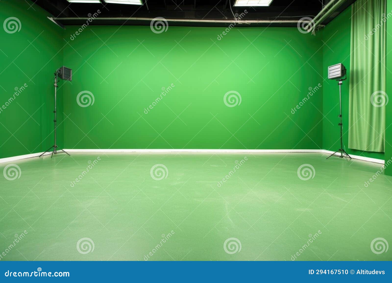 A Rare View of an Empty Green Background Studio Stock Photo - Image of ...