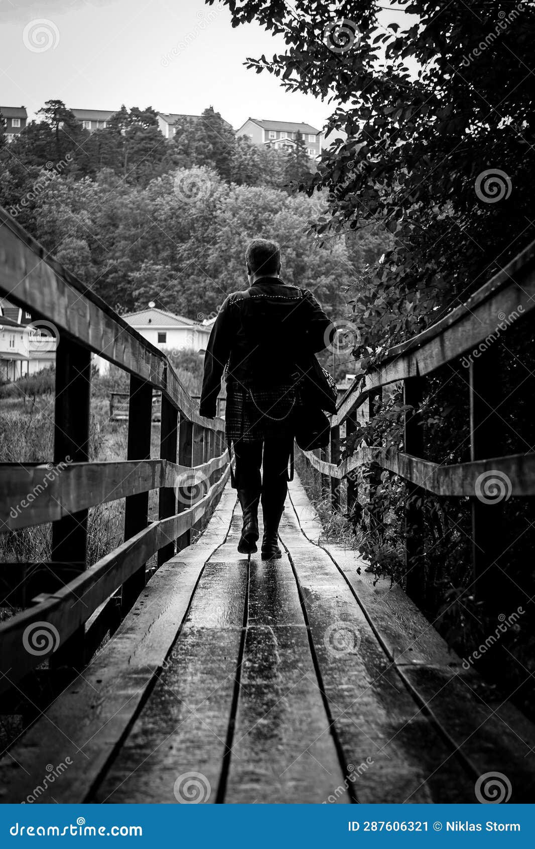 Rare View of a Woman Walking on Path Stock Image - Image of wood ...