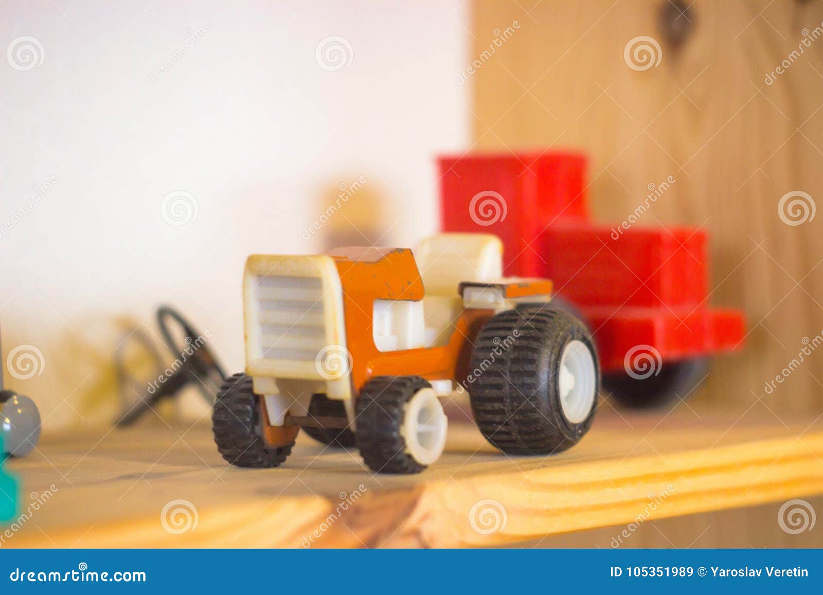 Rare Vintage Red Tractor Toy on White Stock Image - Image of plastic ...