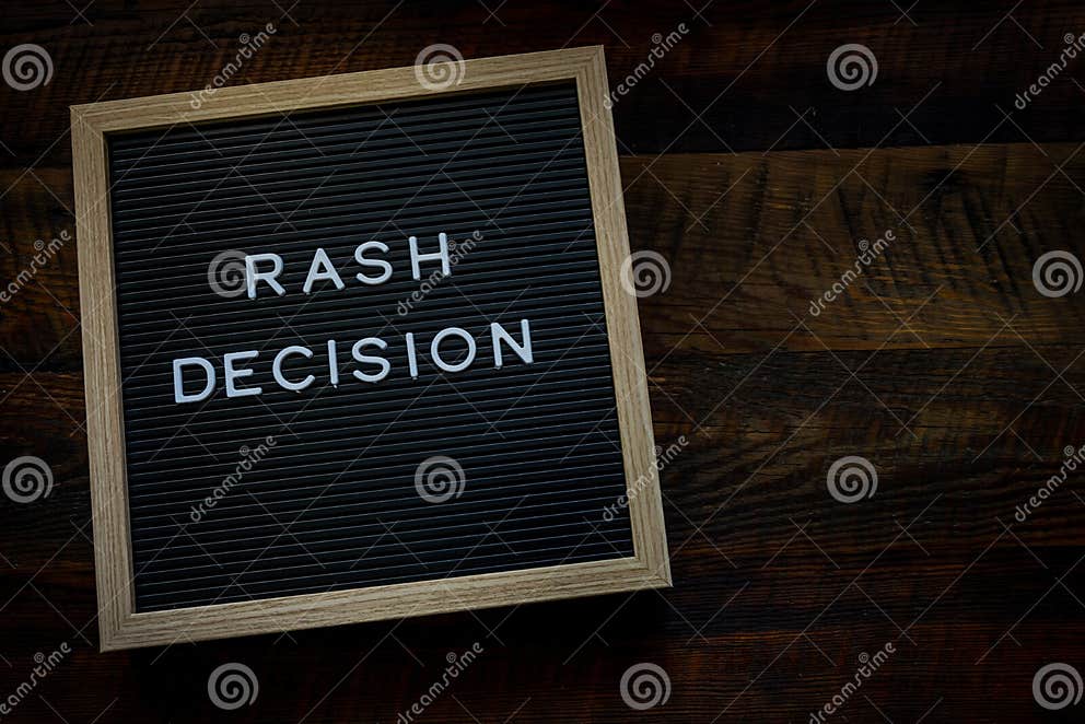 Rash Decision Copy Space stock image. Image of letters - 190162341