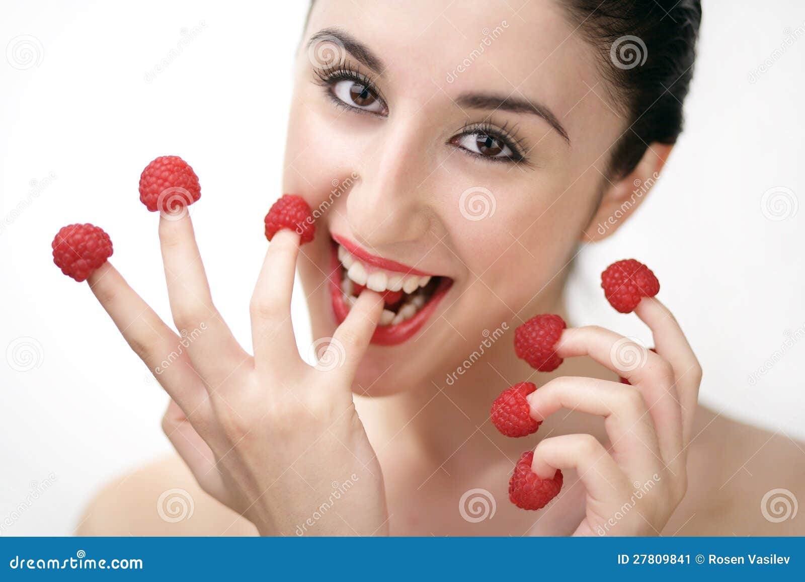 Raspberries stock image. Image of finger, female, alone - 27809841