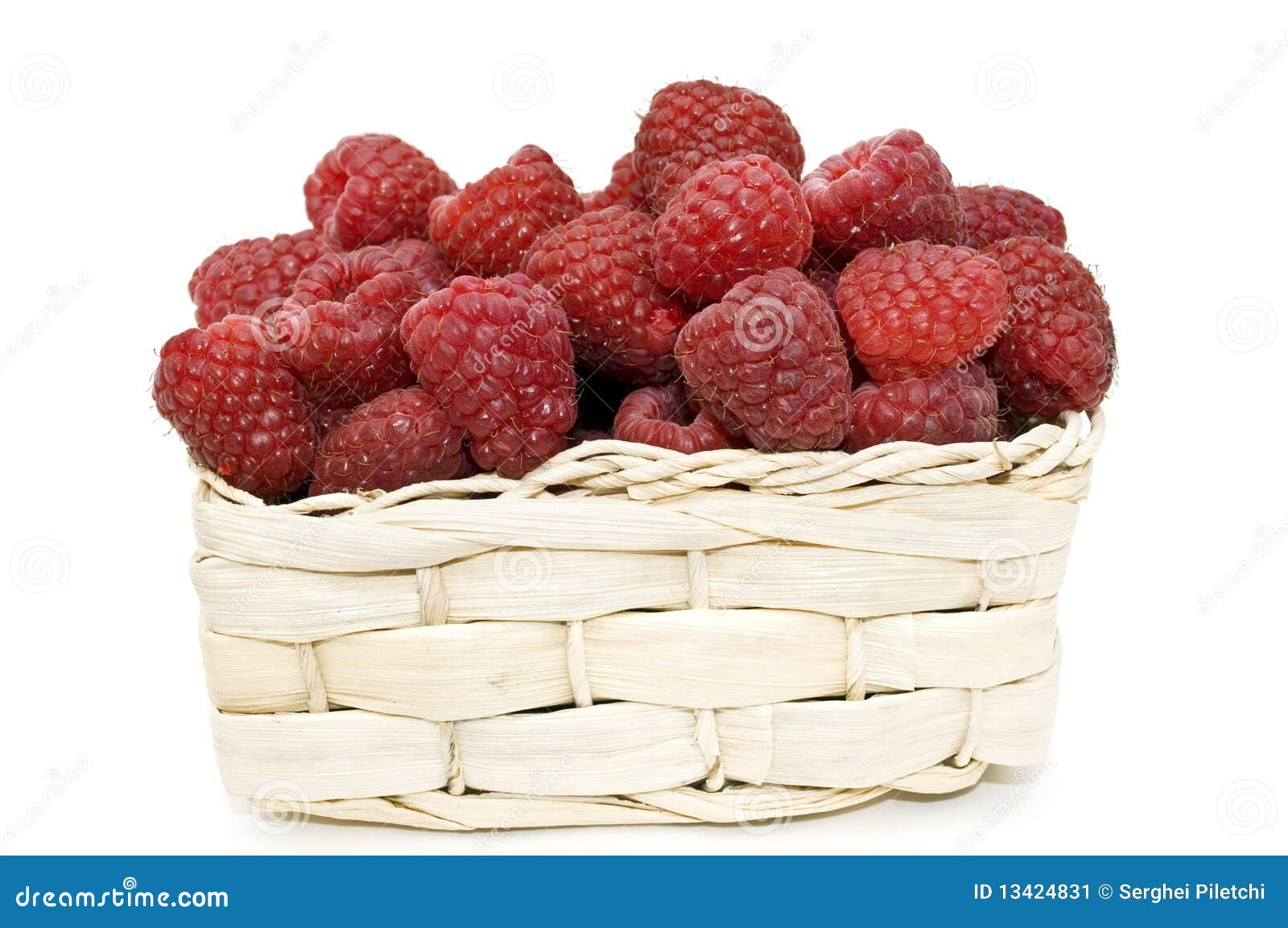 Raspberries in a basket. stock image. Image of green - 13424831
