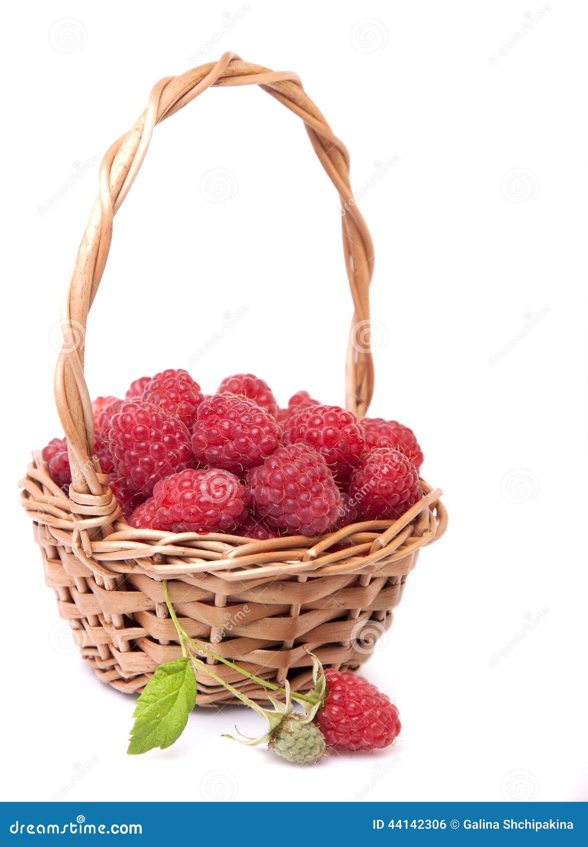 Raspberries in a Basket and a Few Berries Stock Photo - Image of ...