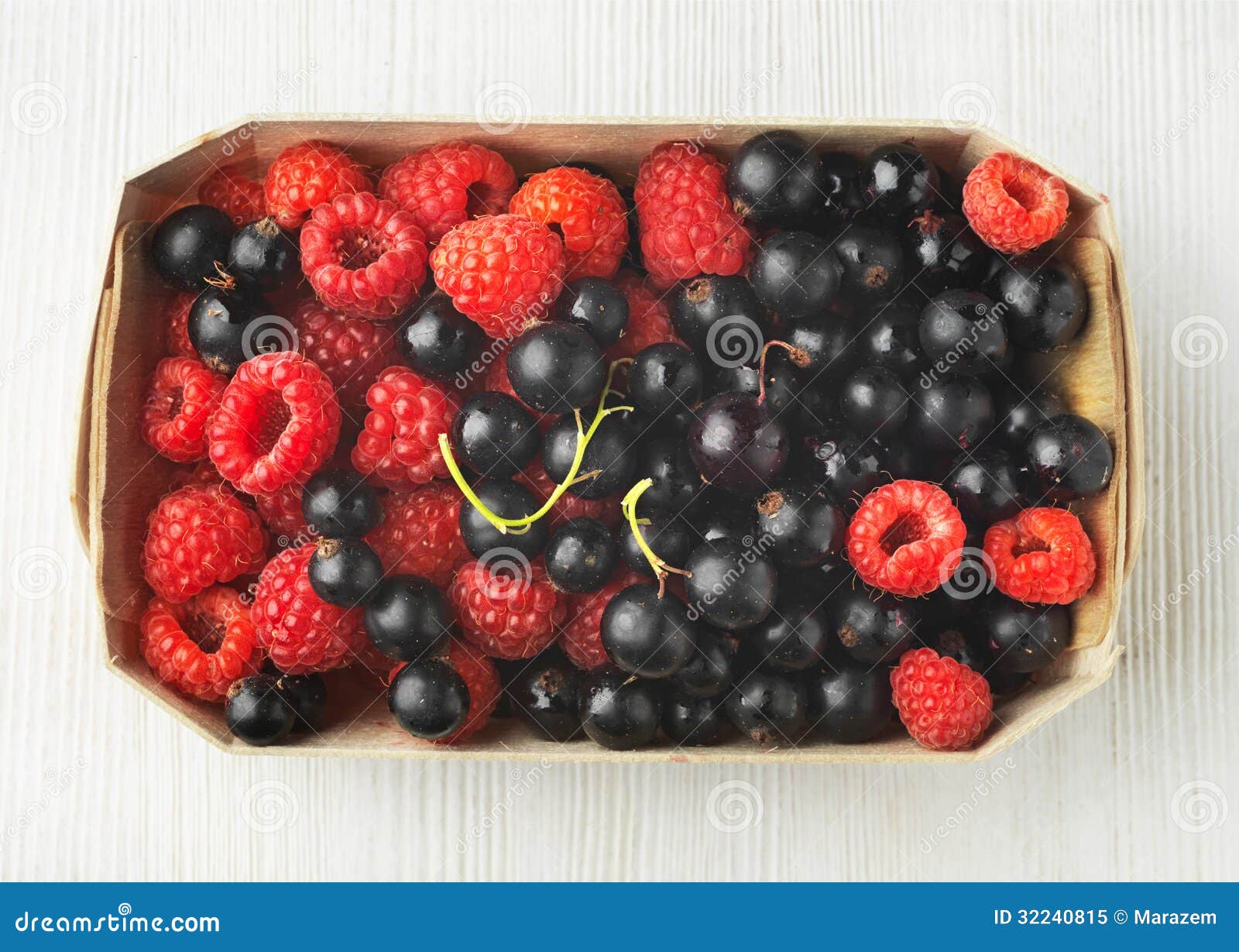 Raspberries and Black Currant Berries in a Box Stock Image - Image of ...