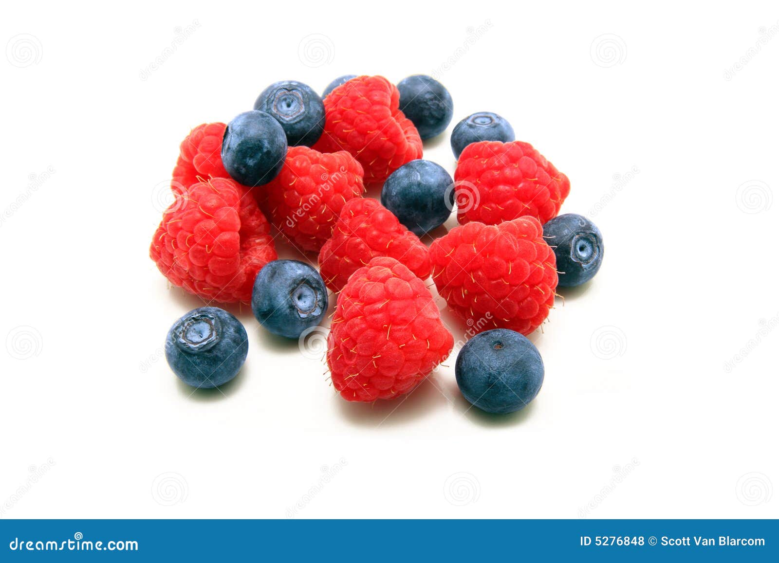 Raspberries and Blueberries Isolated on White Stock Photo - Image of ...
