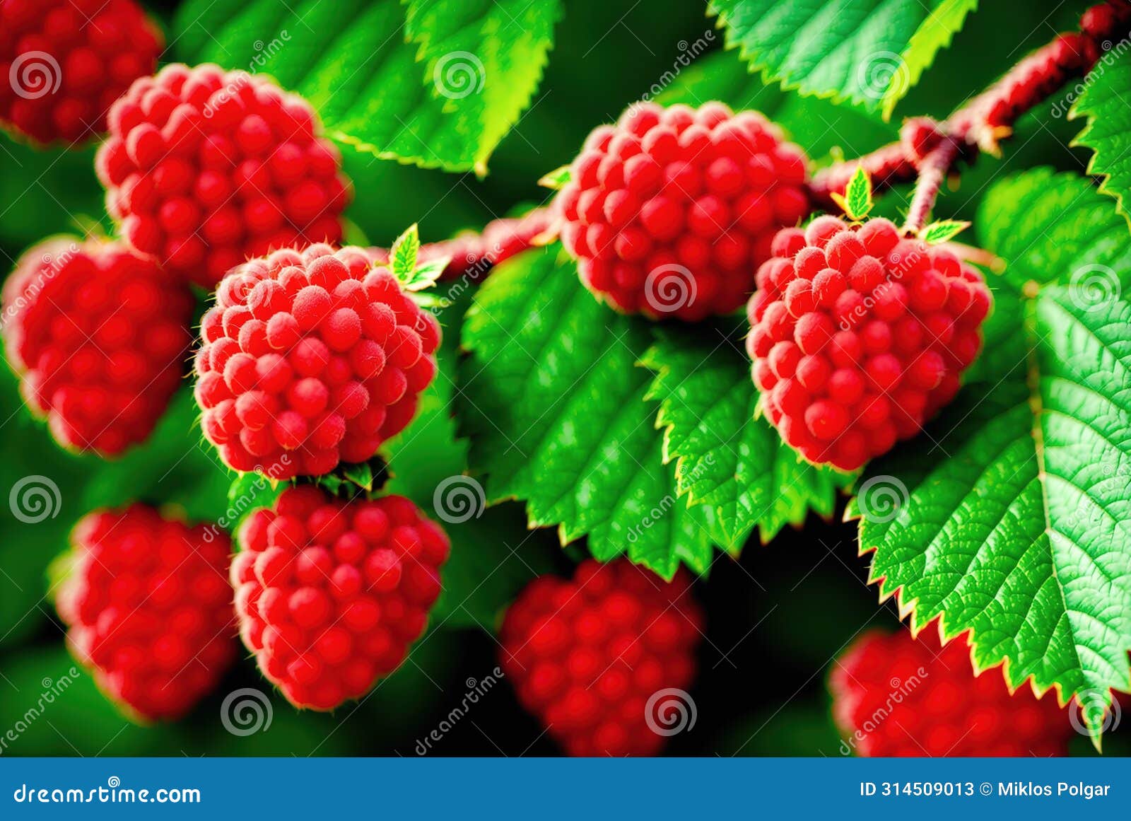 Raspberries on a Bush stock image. Image of leaf, nature - 314509013
