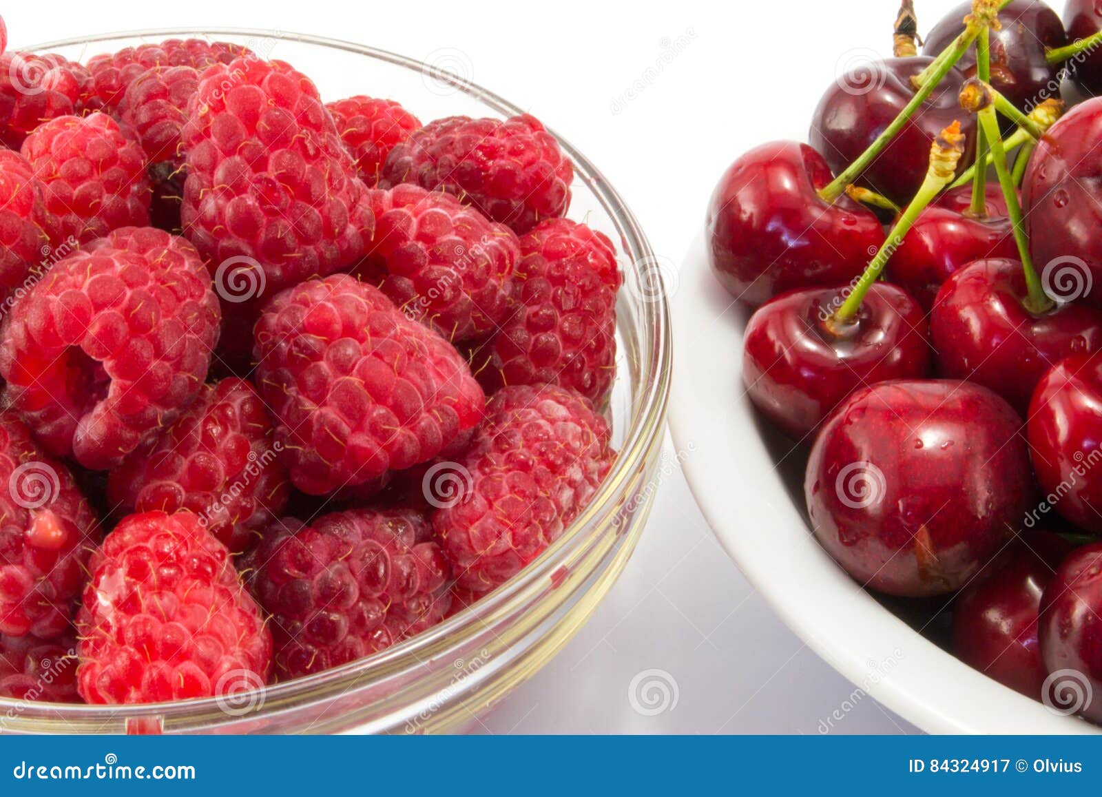 Raspberries with cherries stock image. Image of green - 84324917
