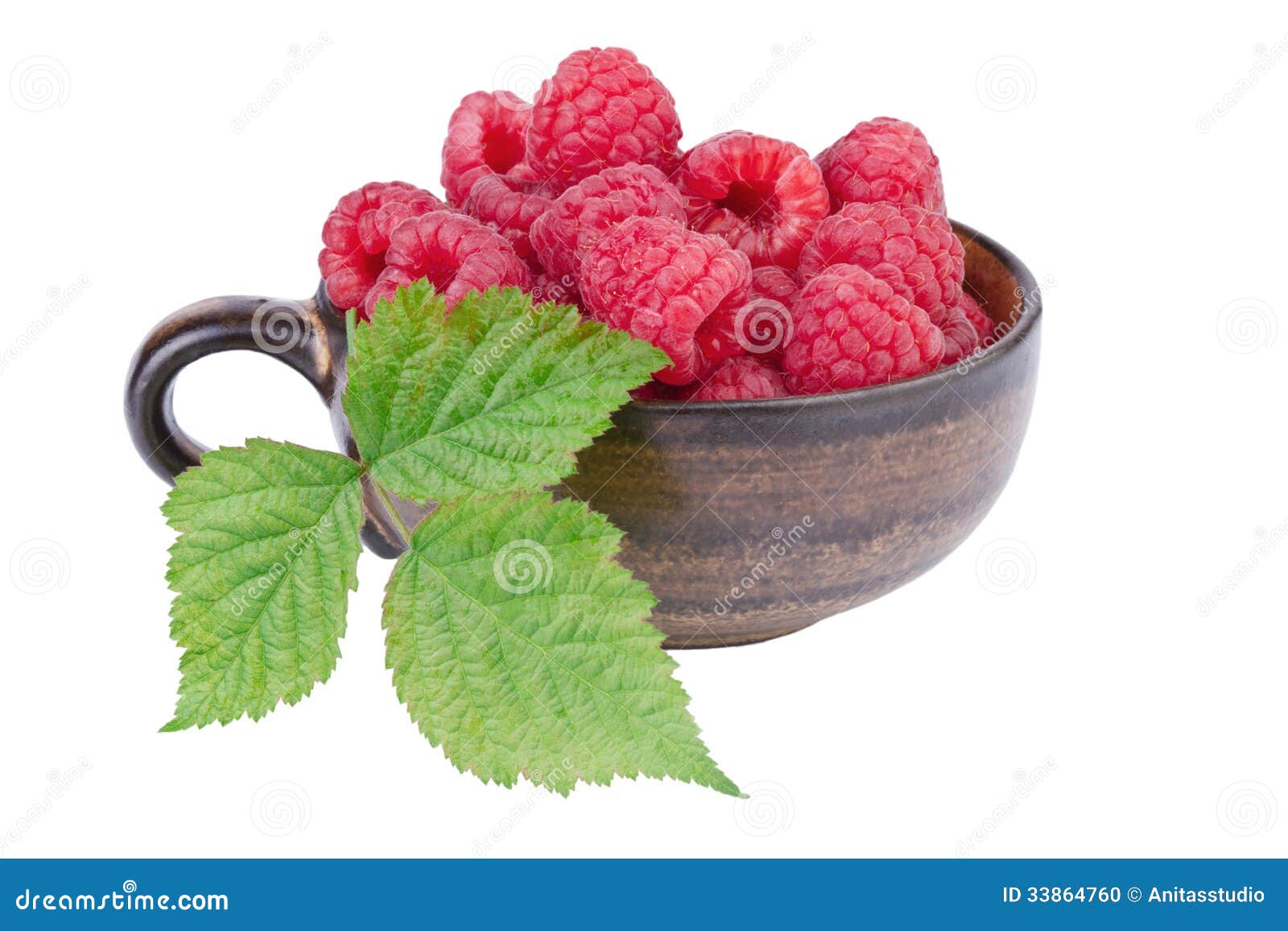 Raspberries in the Cup Isolated on White Stock Photo - Image of macro ...