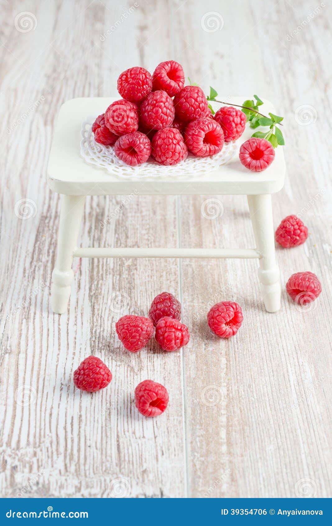 Raspberries on Decorative Table Stock Photo - Image of food, background ...