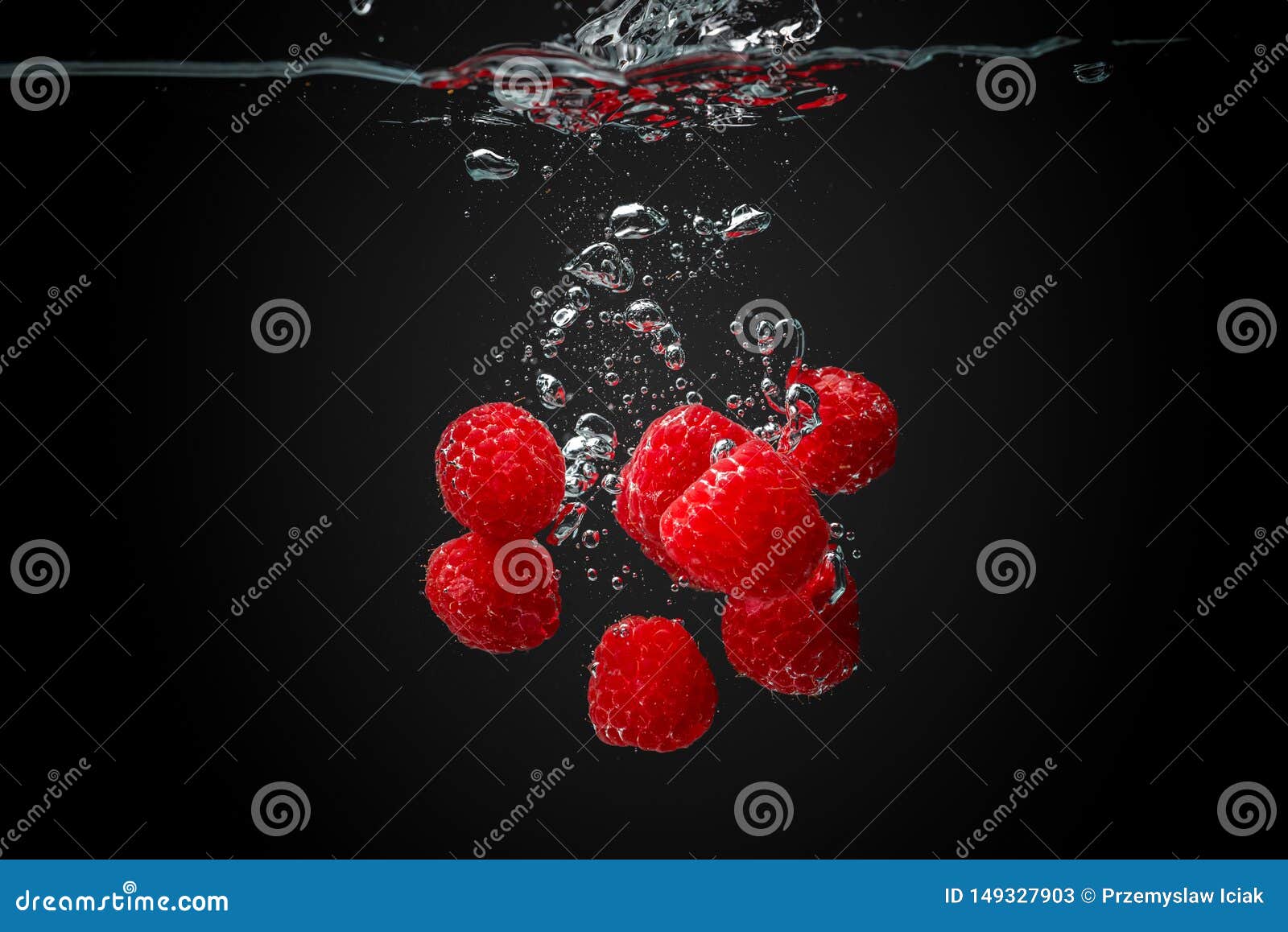 Raspberries Falling into Crystal Clear Water Stock Image - Image of ...