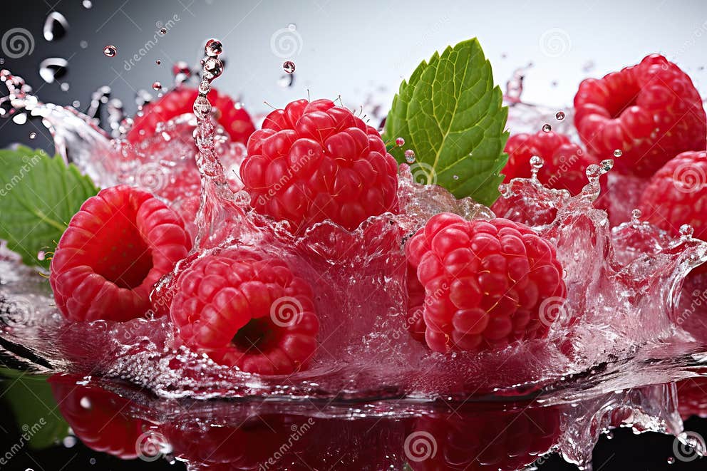 Raspberries Falling into Water, a Splash of Water from Falling ...
