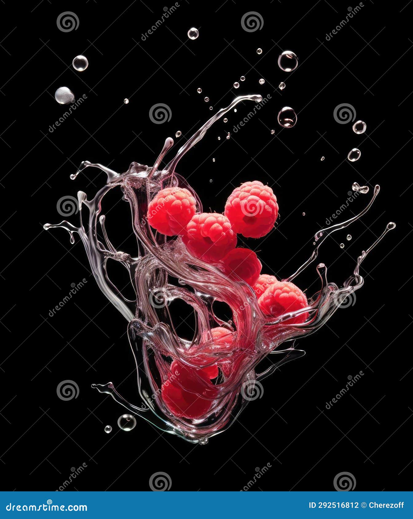 Raspberries Falling into the Water, Splashing Stock Photo - Image of ...