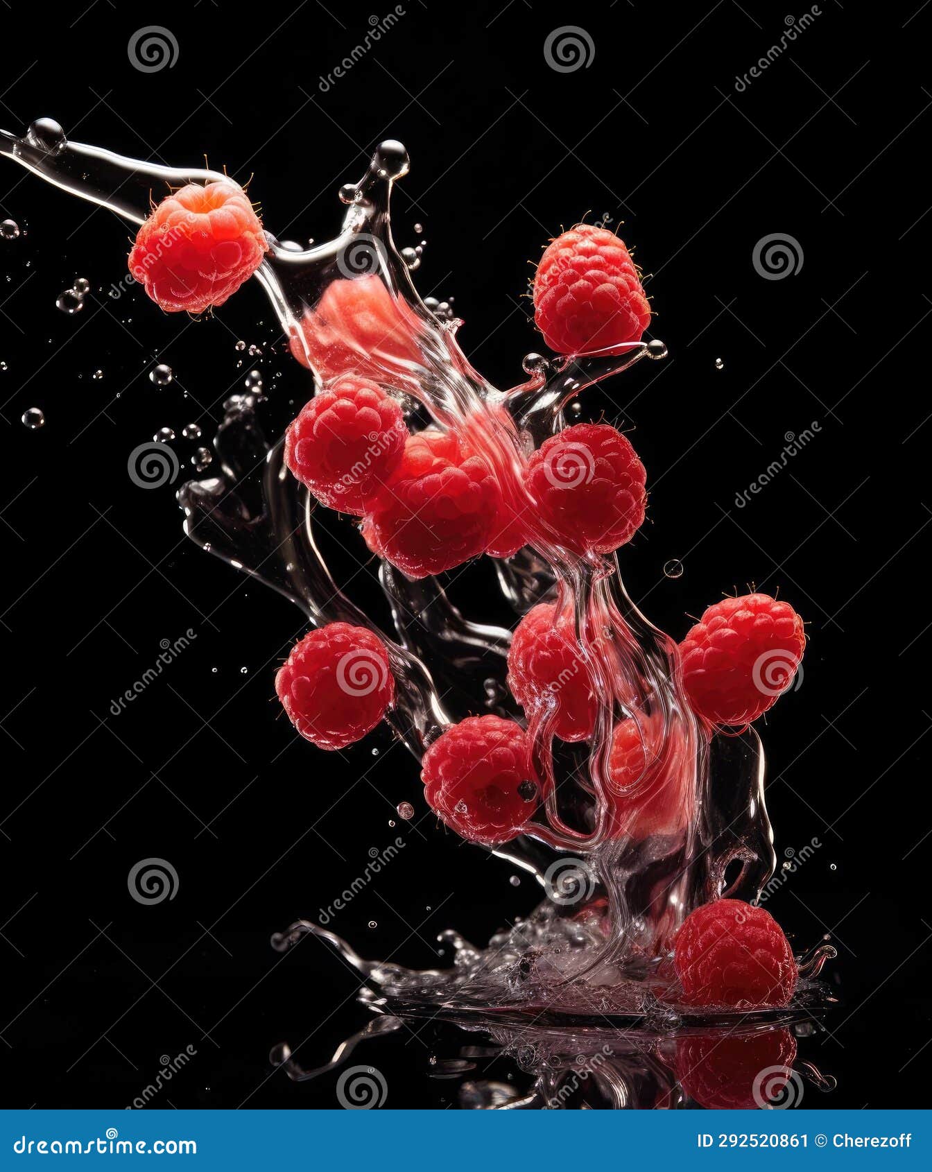 Raspberries Falling into the Water, Splashing Stock Image - Image of ...