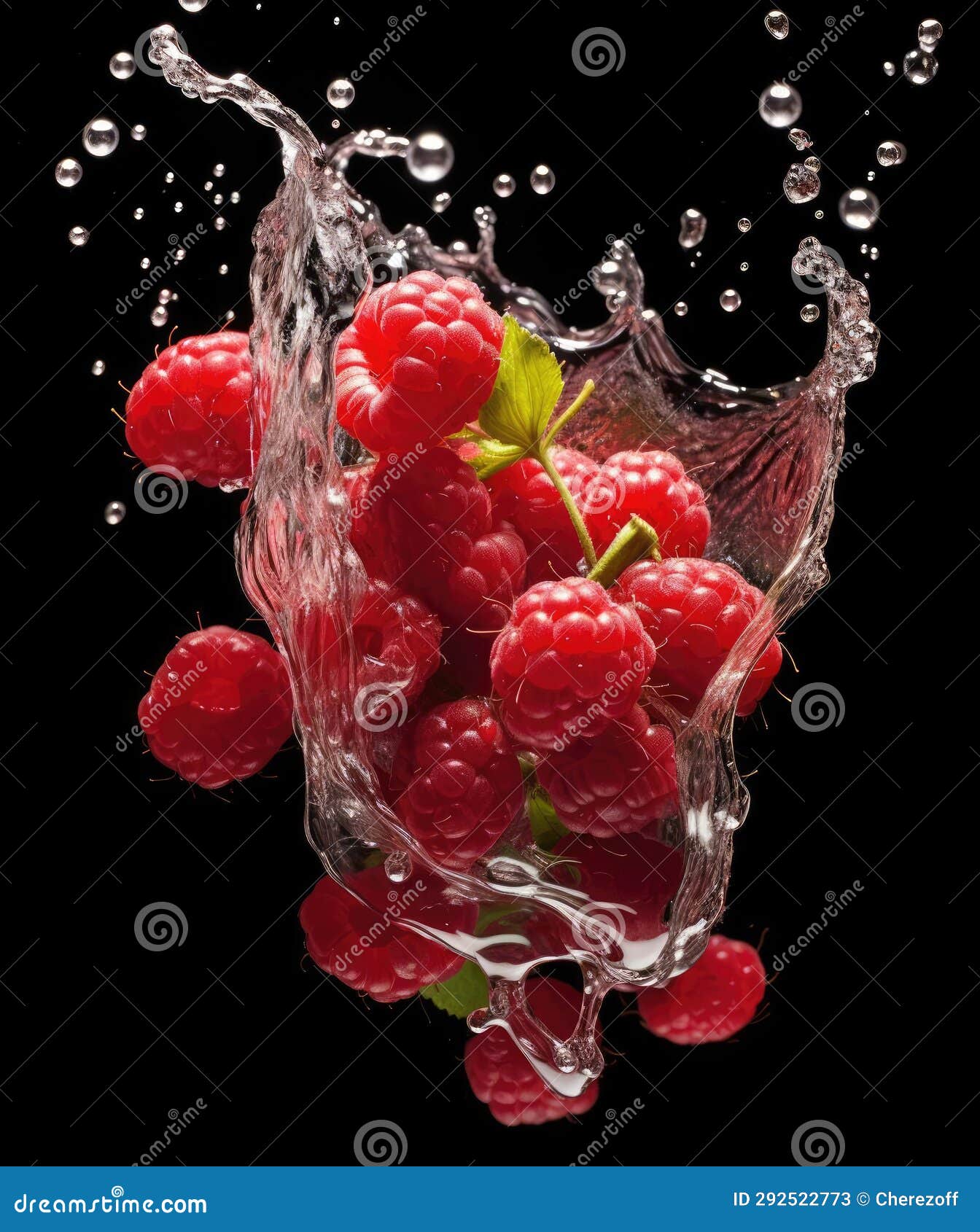 Raspberries Falling into the Water, Splashing Stock Image - Image of ...