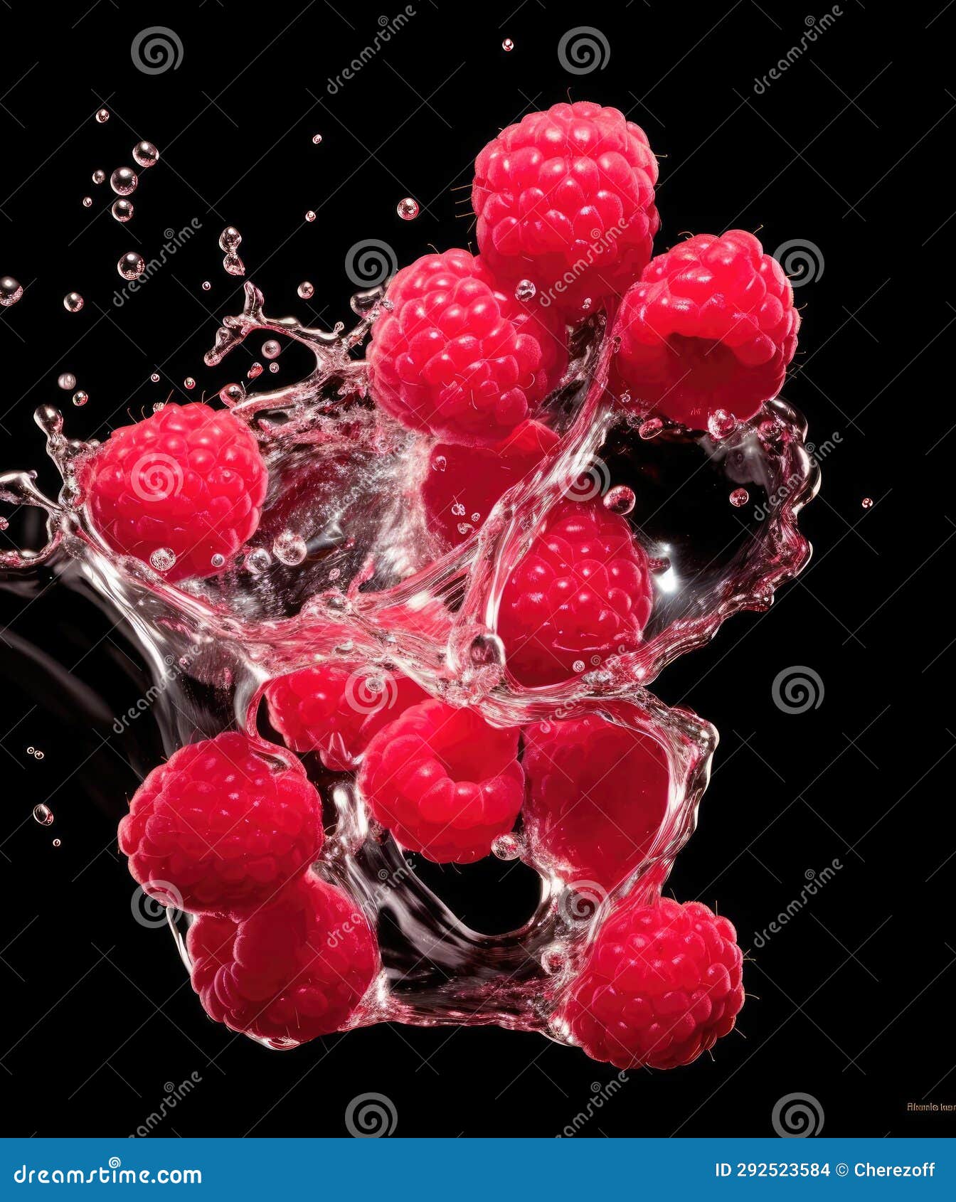 Raspberries Falling into the Water, Splashing Stock Photo - Image of ...
