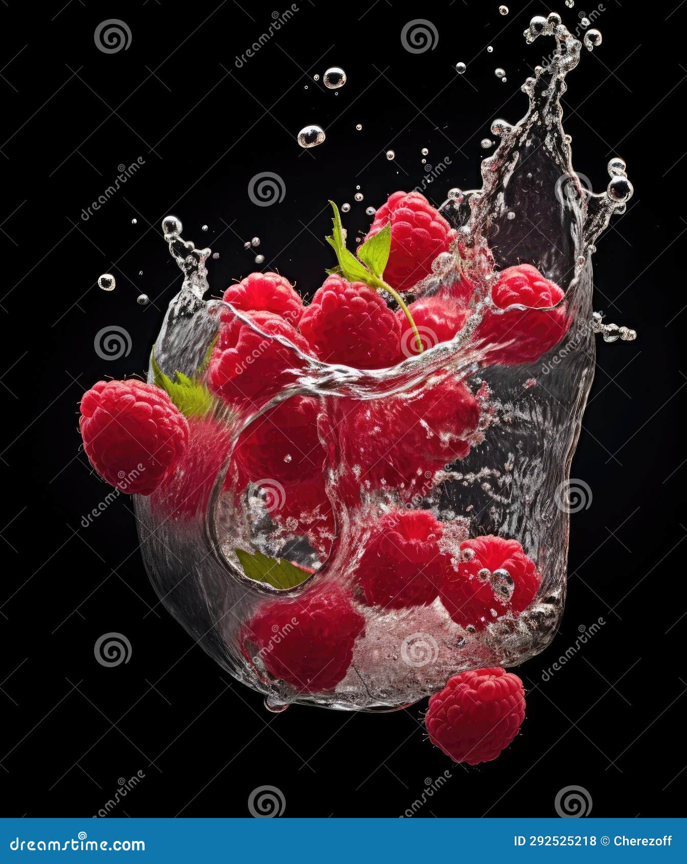 Raspberries Falling into the Water, Splashing Stock Photo - Image of ...