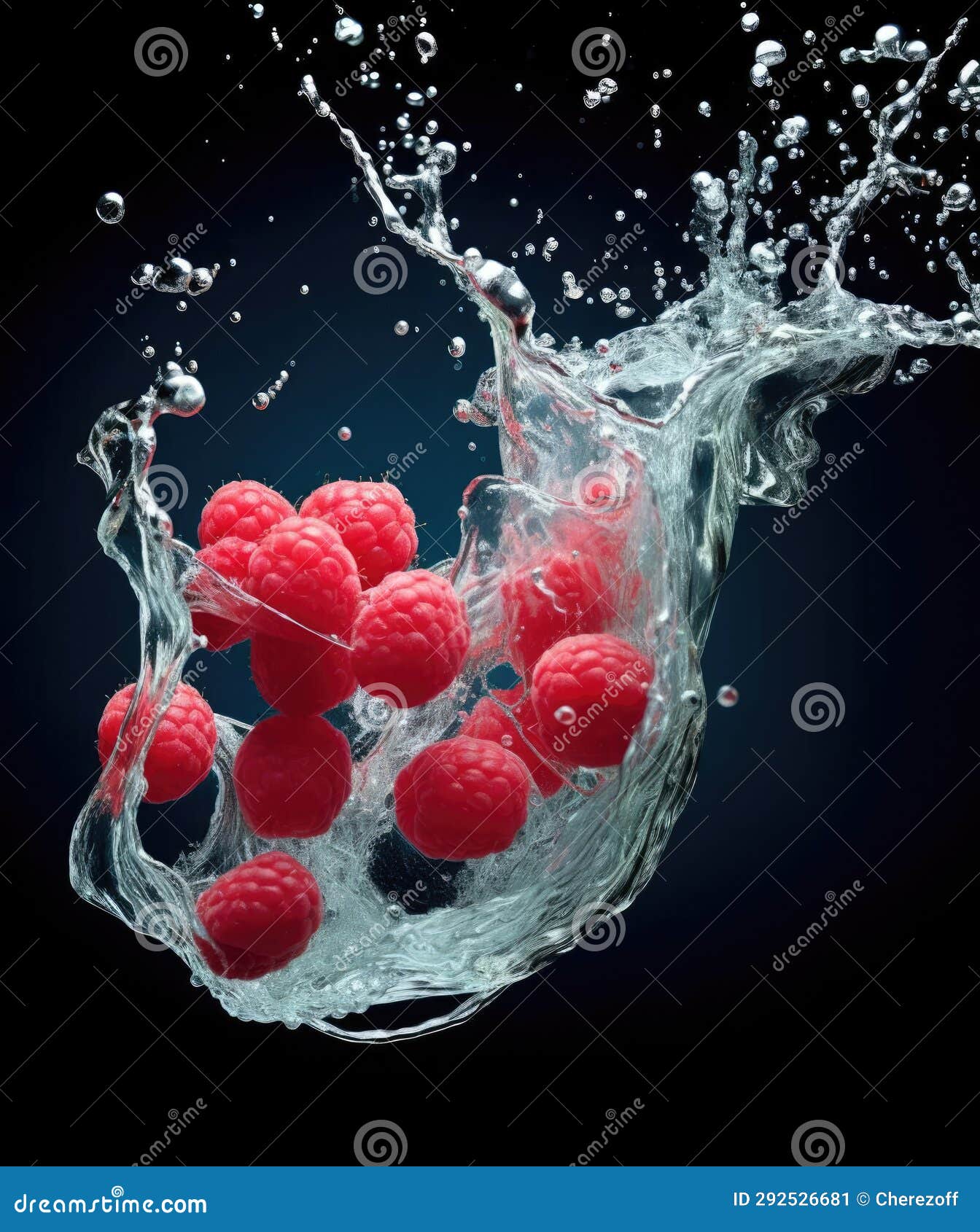Raspberries Falling into the Water, Splashing Stock Image - Image of ...