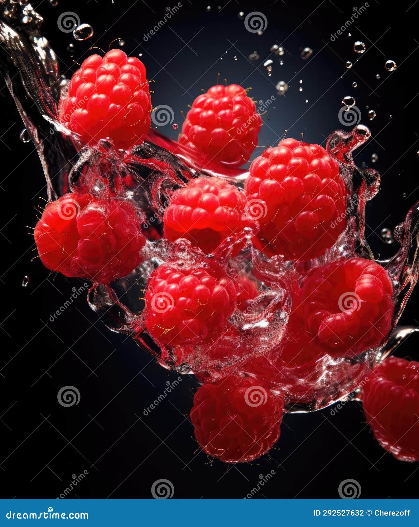 Raspberries Falling into the Water, Splashing Stock Photo - Image of ...