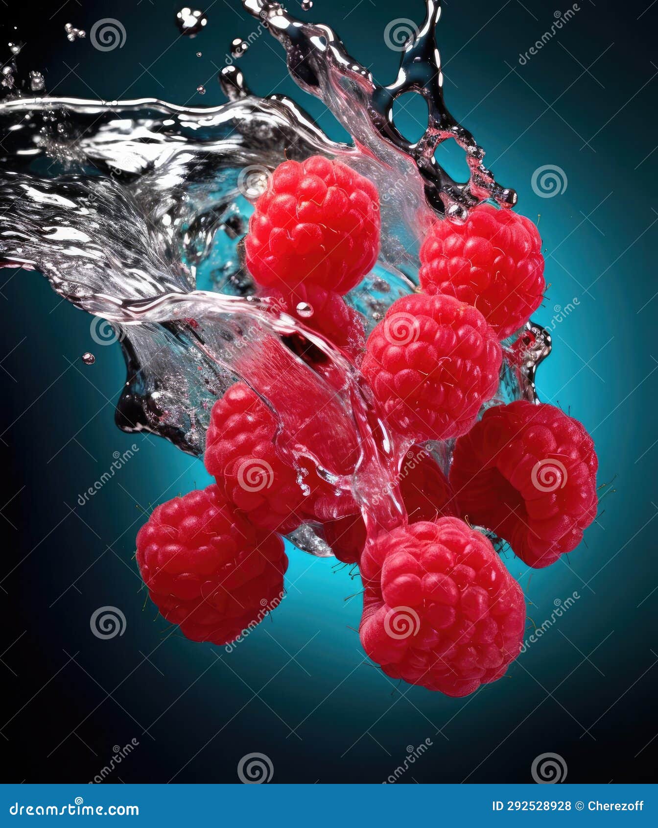 Raspberries Falling into the Water, Splashing Stock Photo - Image of ...