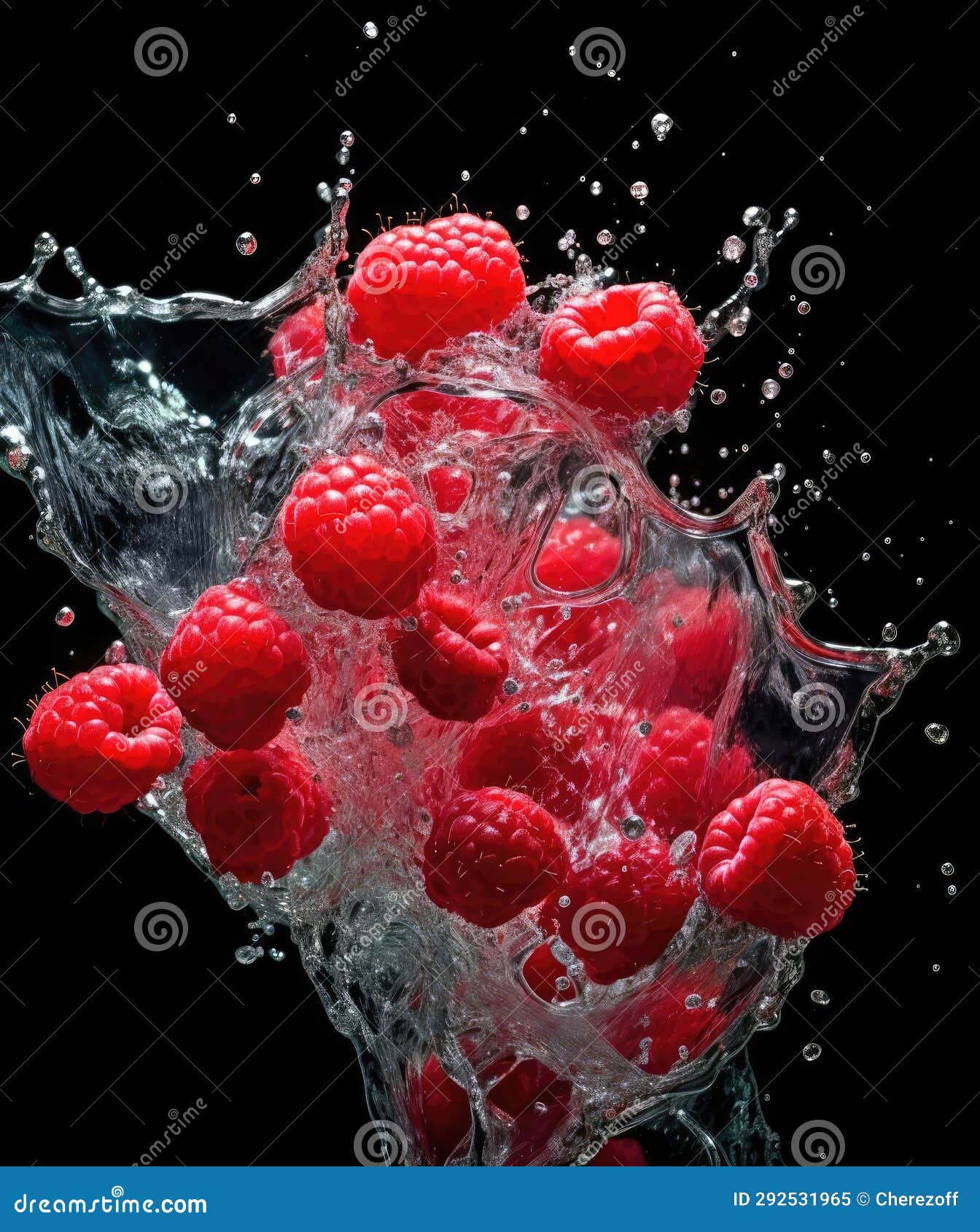 Raspberries Falling into the Water, Splashing Stock Image - Image of ...
